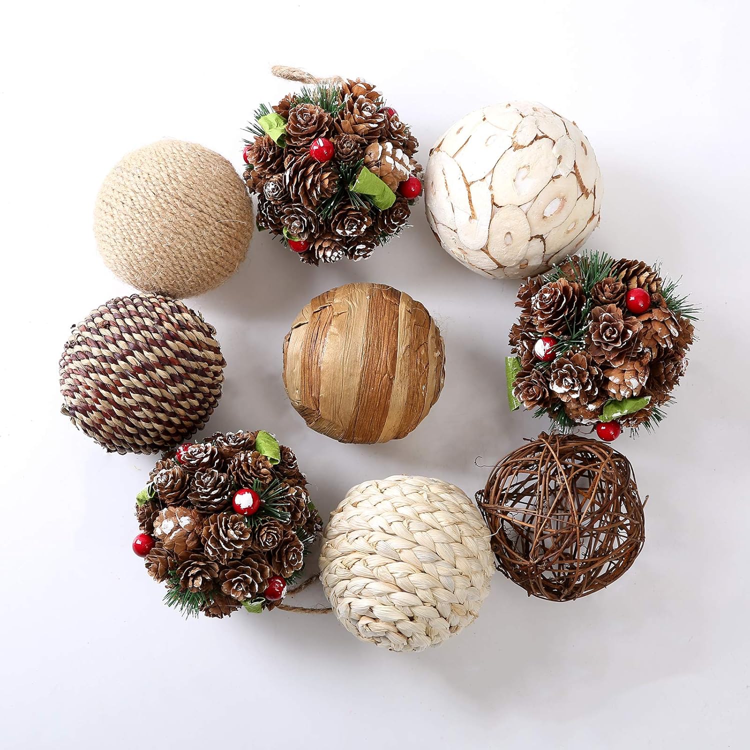 CIR OASES 9pcs 3.5Inch Fall Decorative Ball Orb Rattan Ball Rattan ...