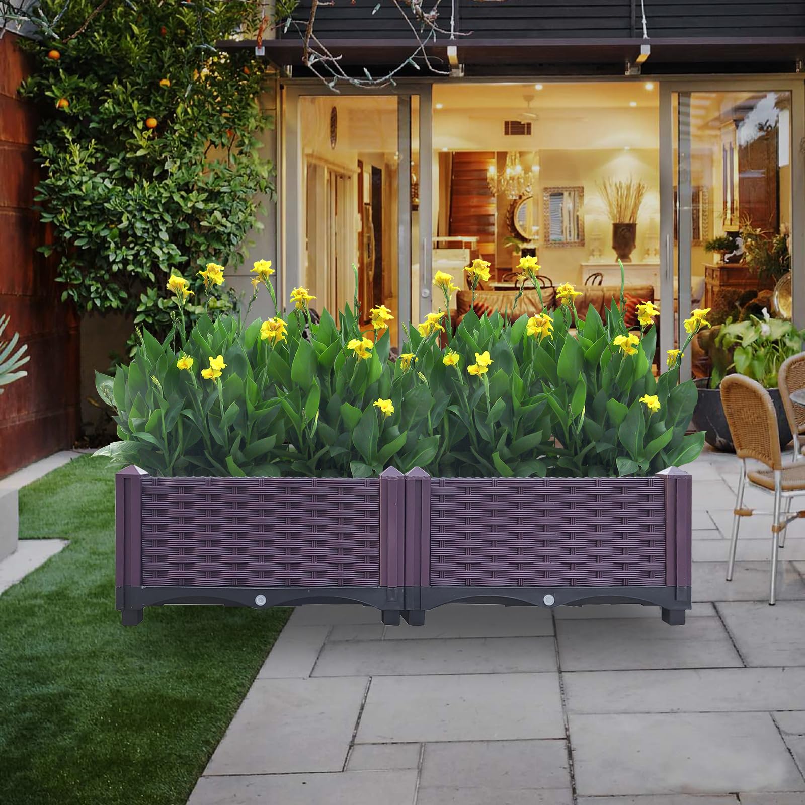 Snapklik.com : Plastic Raised Garden Bed, Set Of 2 Planter Grow Boxes ...
