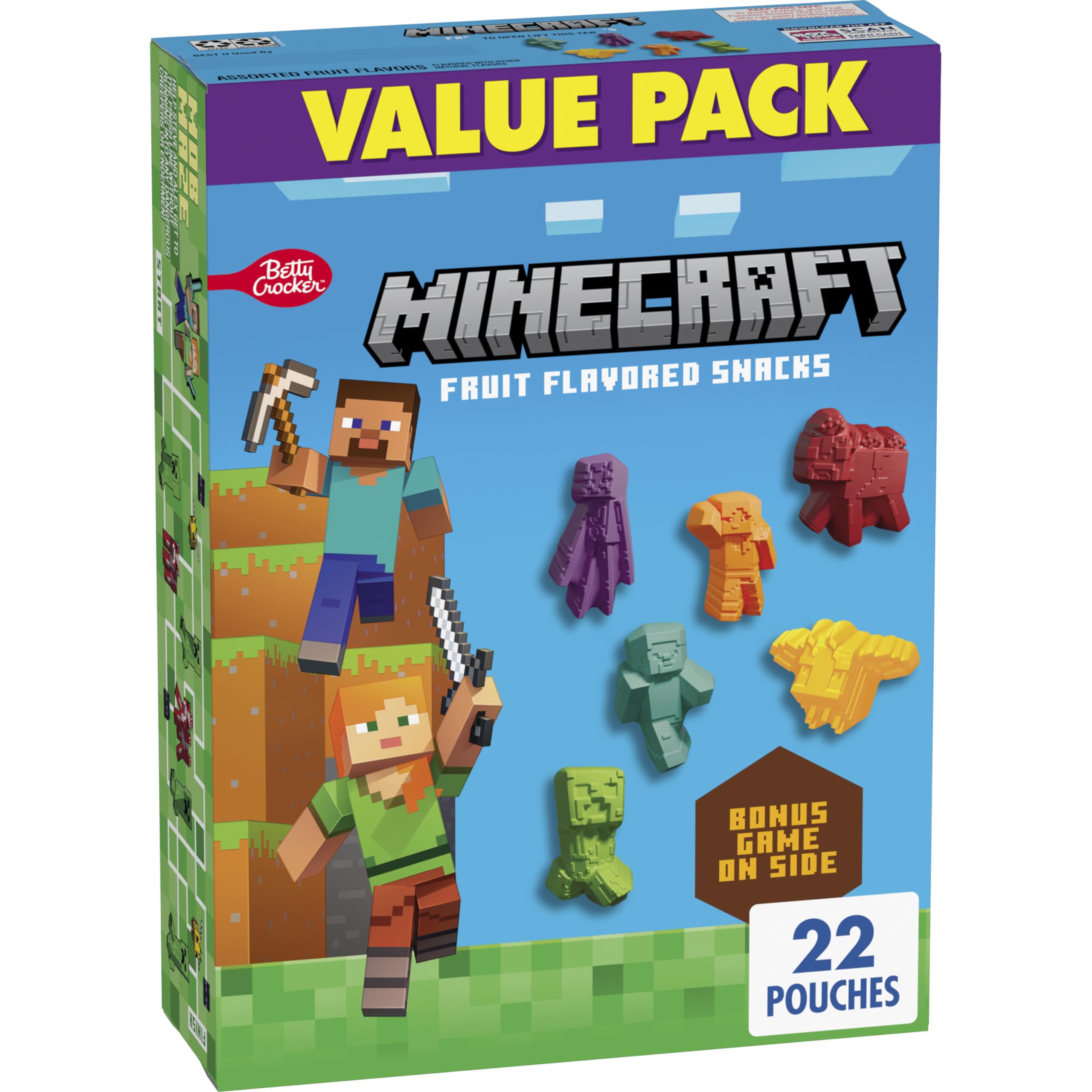 Amazon.com: Betty Crocker Minecraft Fruit Flavored Kids Snacks, Fat ...