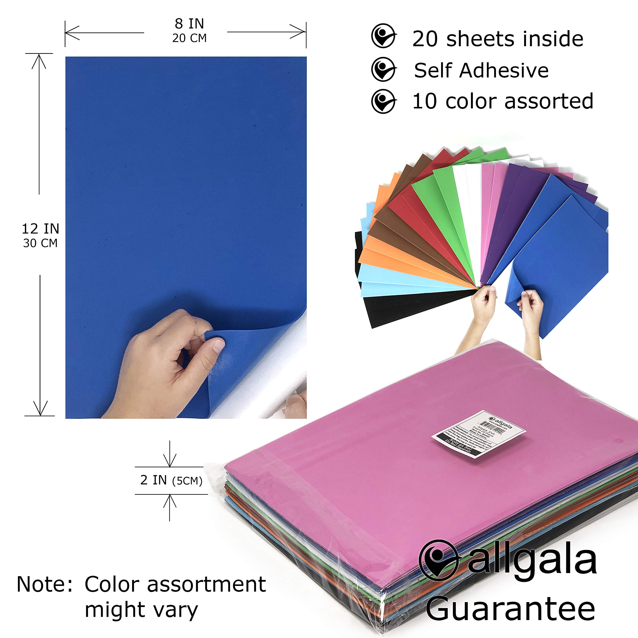 Snapklik.com : Allgala 20 Value-Pack Self-Adhesive EVA Foam Paper 8" X ...