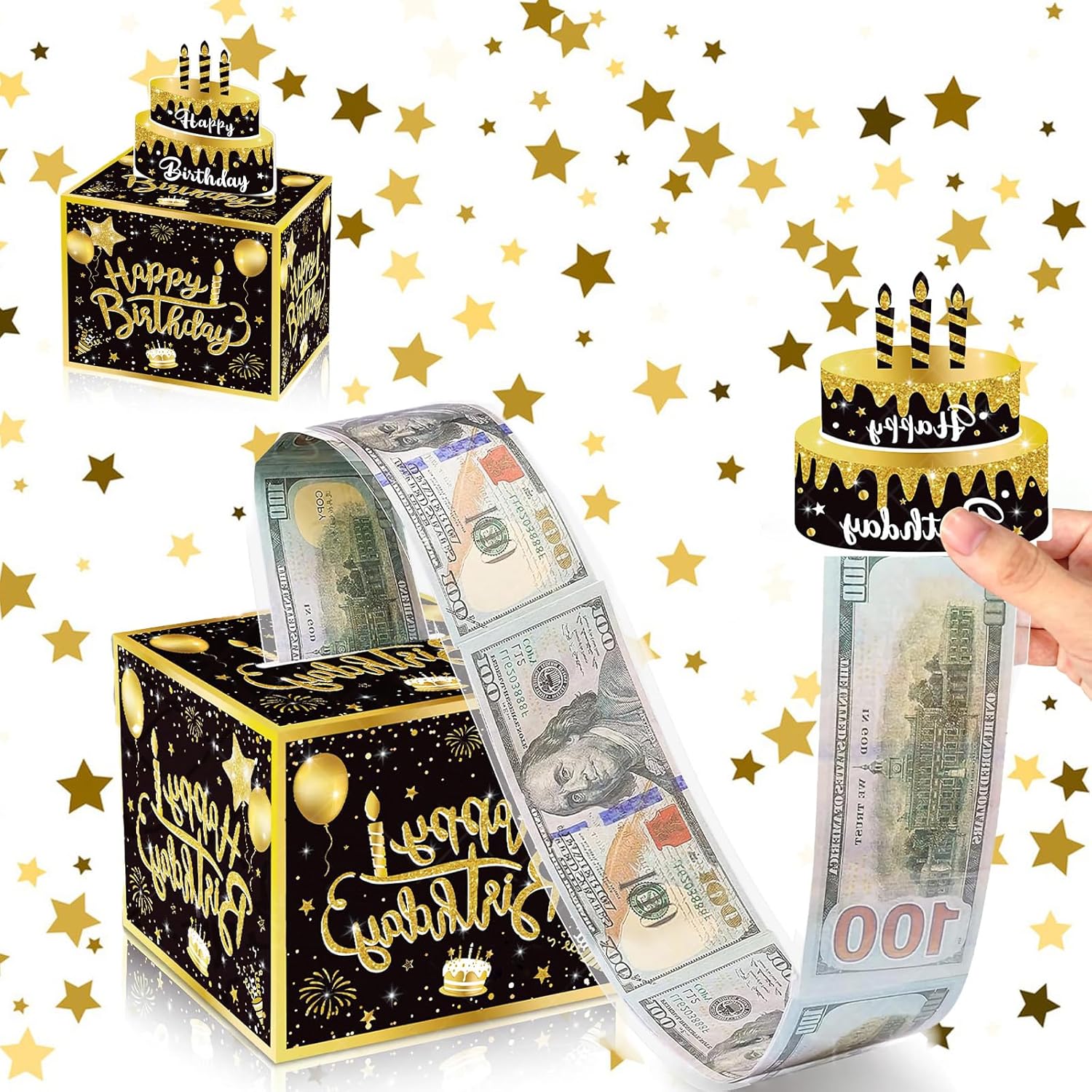 Amazon.com: Happy Birthday Money Box for Cash Gift with Pull Out Cake ...