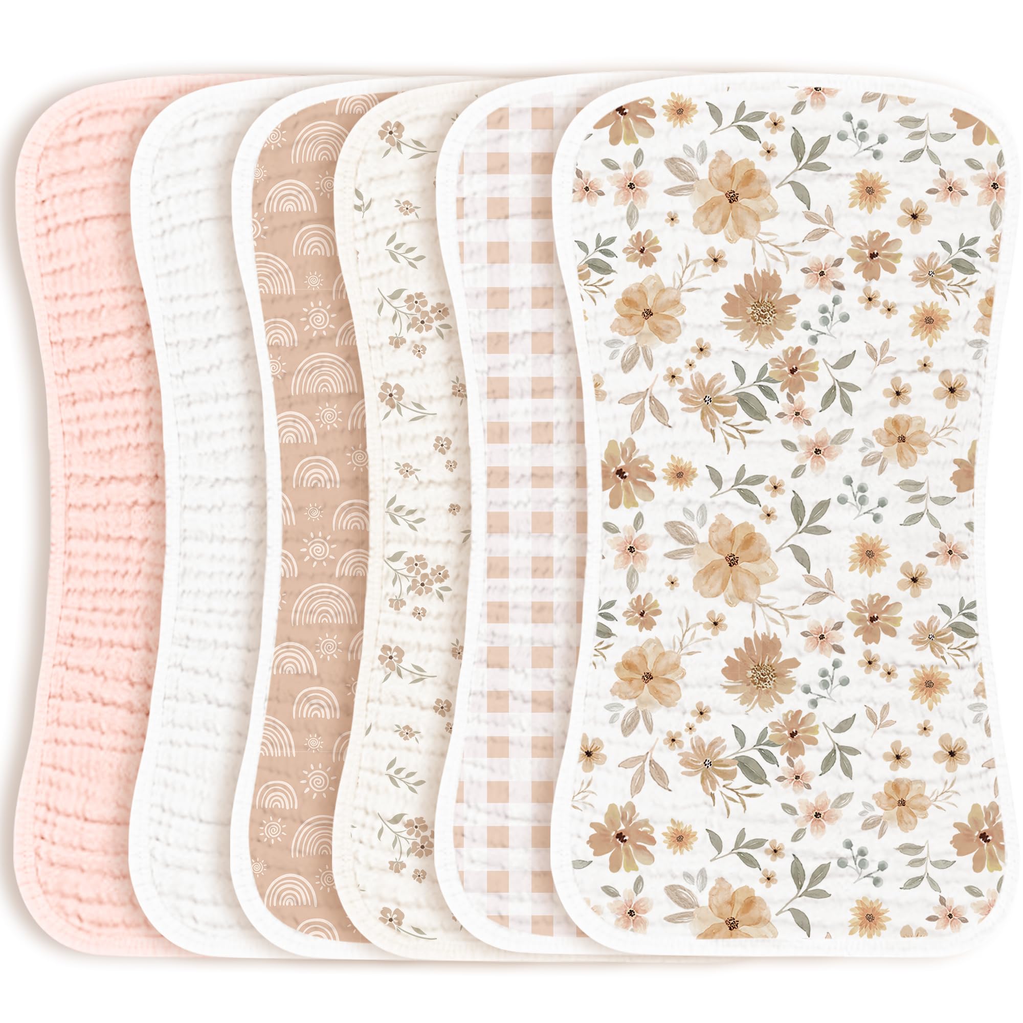 Amazon.com: Konssy Muslin Baby Burp Cloths Sets for Unisex- 6 Pack ...