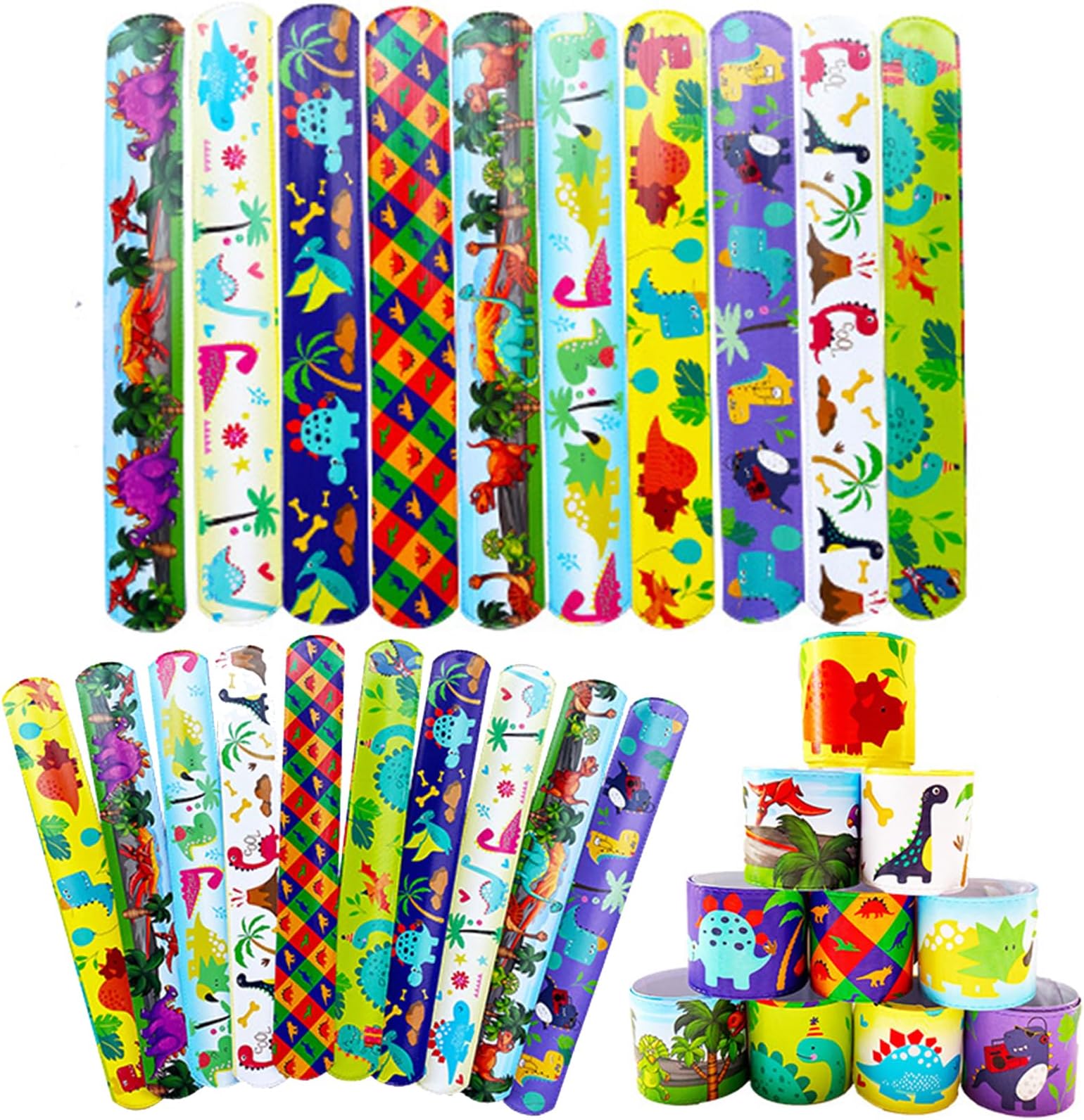 VANANA 30 PCs Slap Bracelets Slap Wrist Bands with 30 Designs Pattern ...