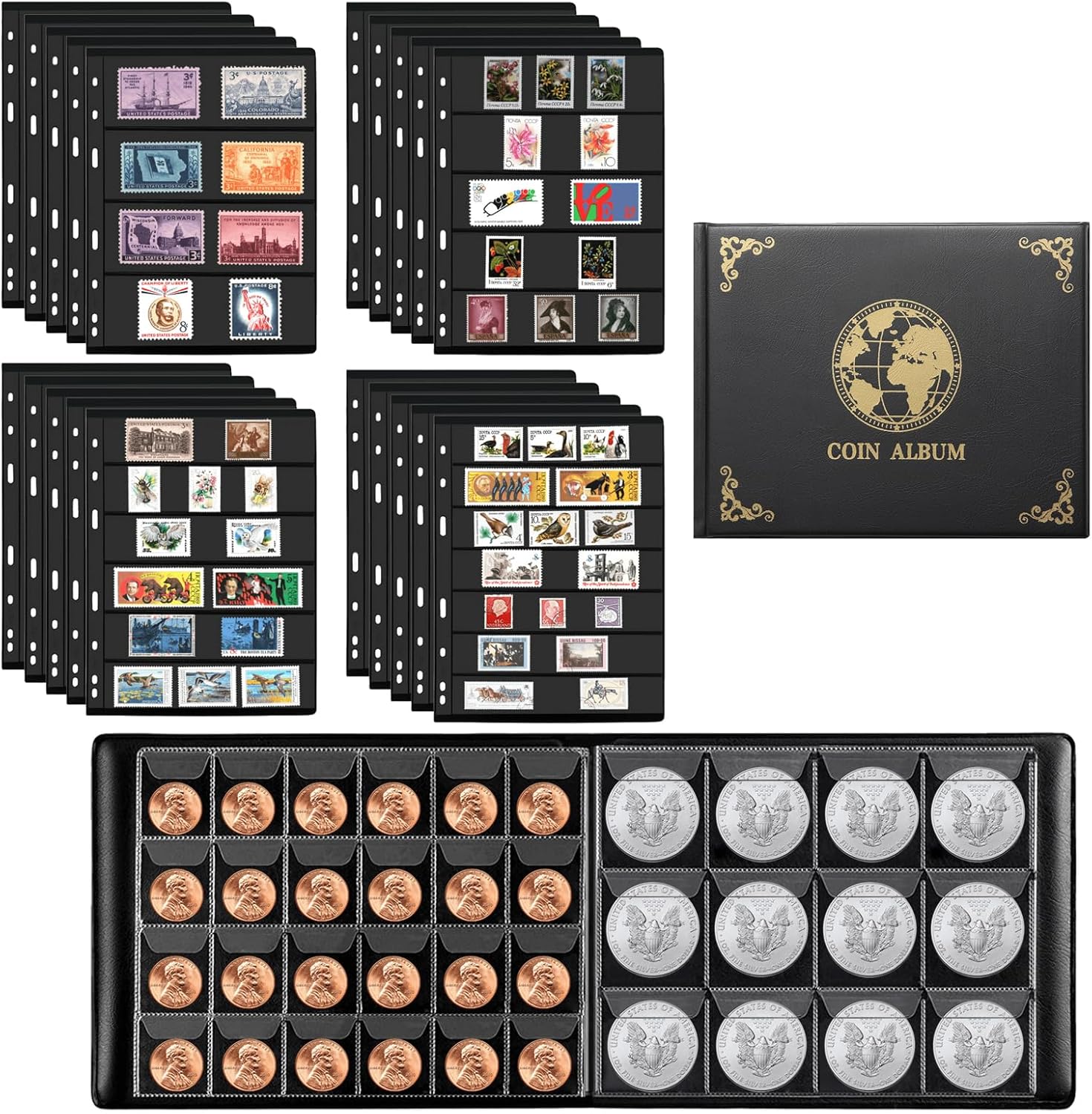 Amazon.com: MUQING Stamp Pages Collecting Supplies, Coin Flip Holder ...