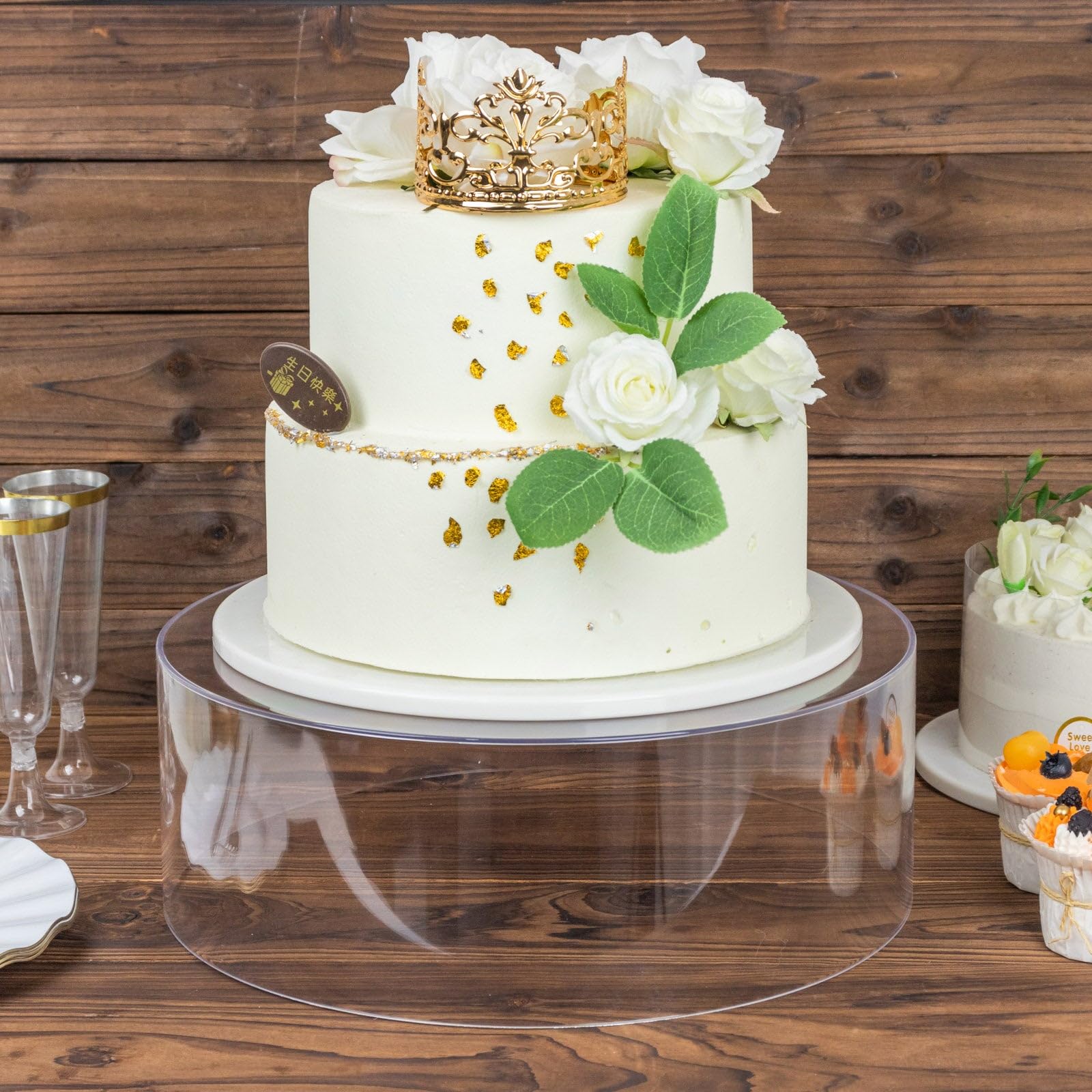 Amazon.com: Efavormart 14" Round Clear Acrylic Cake Stand, Transparent ...