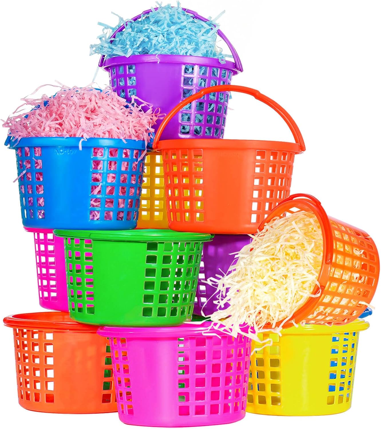 Amazon.com: 12 Pcs Plastic Easter Baskets, Easter Egg Hunt Baskets with ...