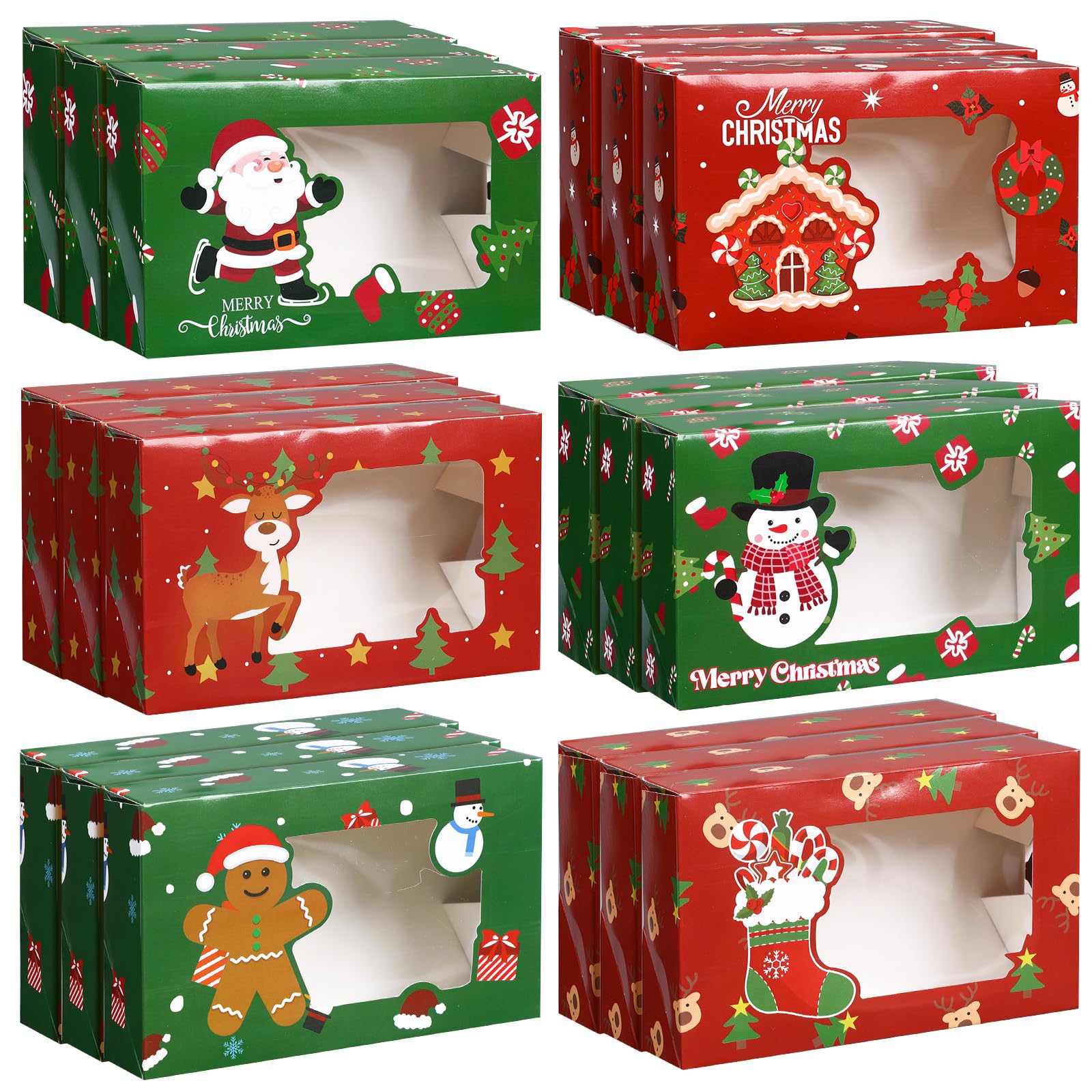 Amazon.com: Funnymoom 36 Pcs Christmas Cookie Boxes with Clear Window ...
