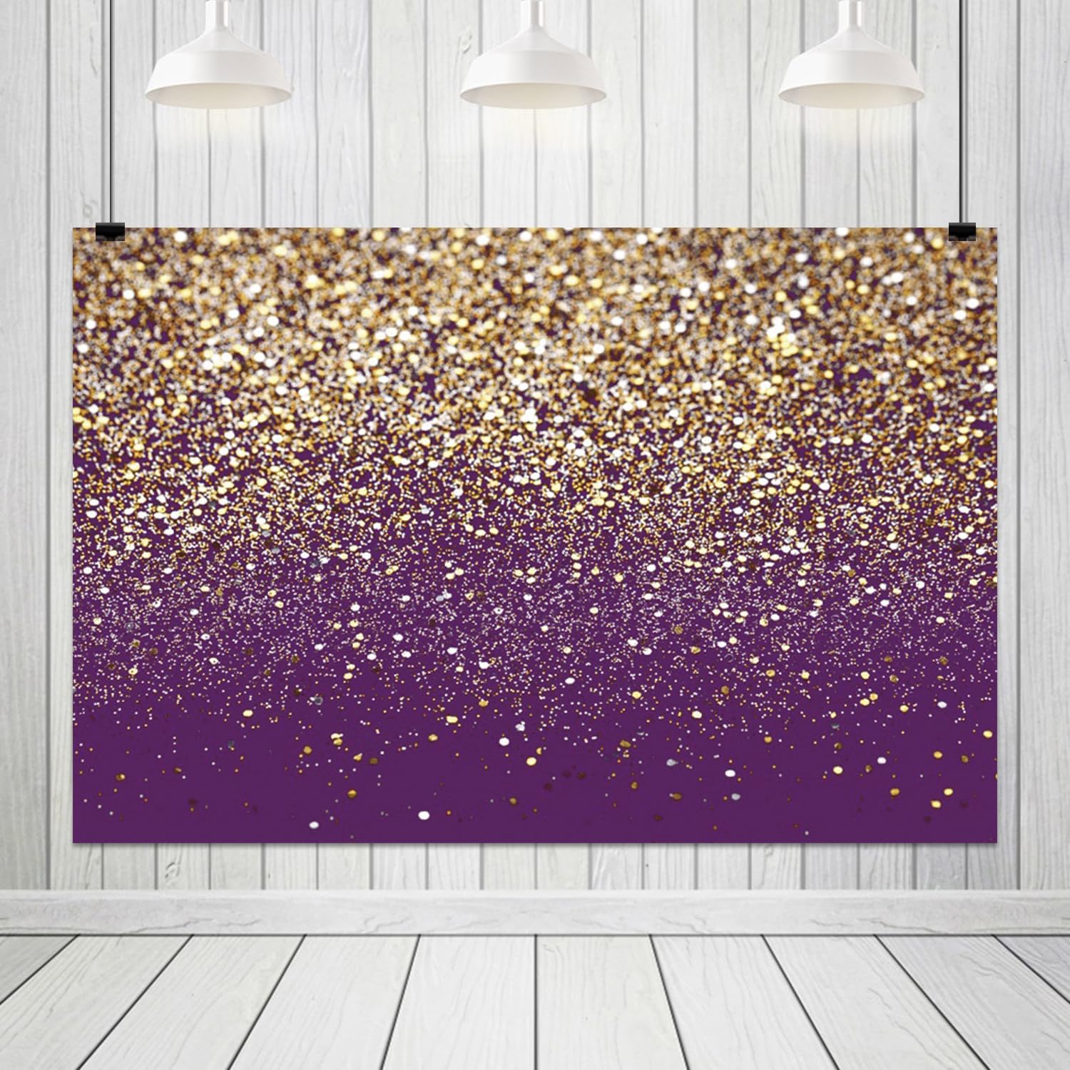 Amazon.com : Sendy 8x6ft Purple and Gold Party Photo Backdrop for Girls ...