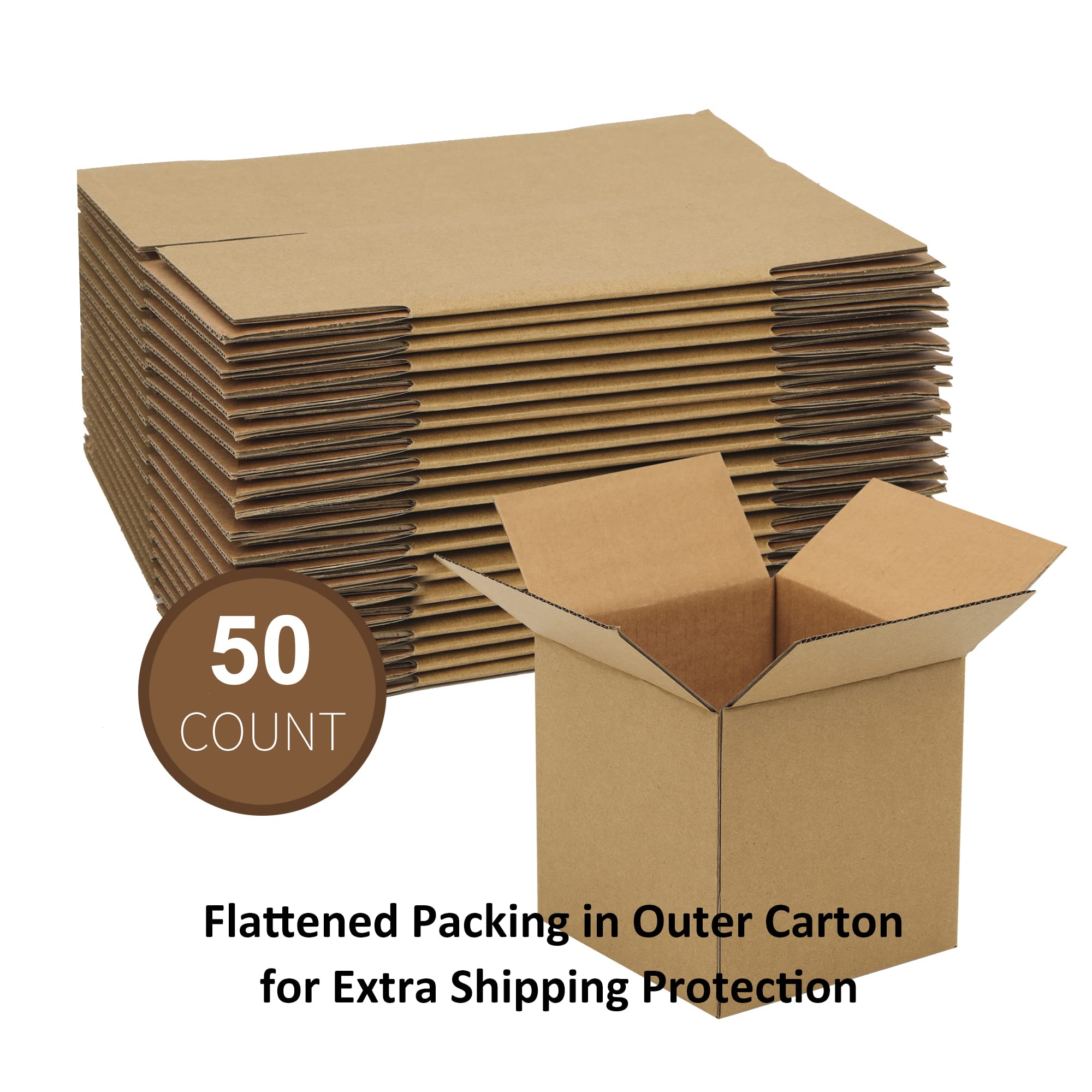 Rectangle Cardboard Shipping & Moving Boxes With Dividers 50 Pack 4x4x4 ...