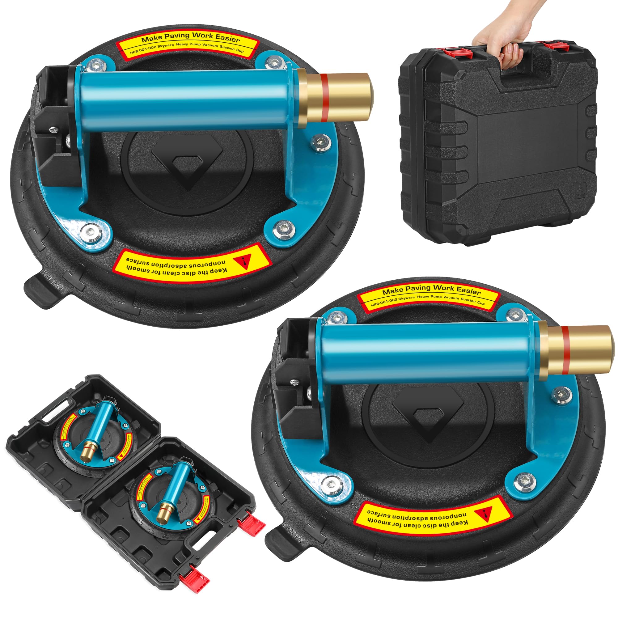 2 Pack Glass Suction Cup, 8" Heavy Duty Vacuum Suction Cup Hand-held ...