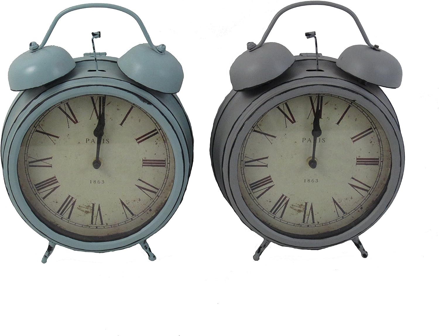 Amazon.com: Firefly Home Collection 2 Piece Round Metal Table Clock Set ...