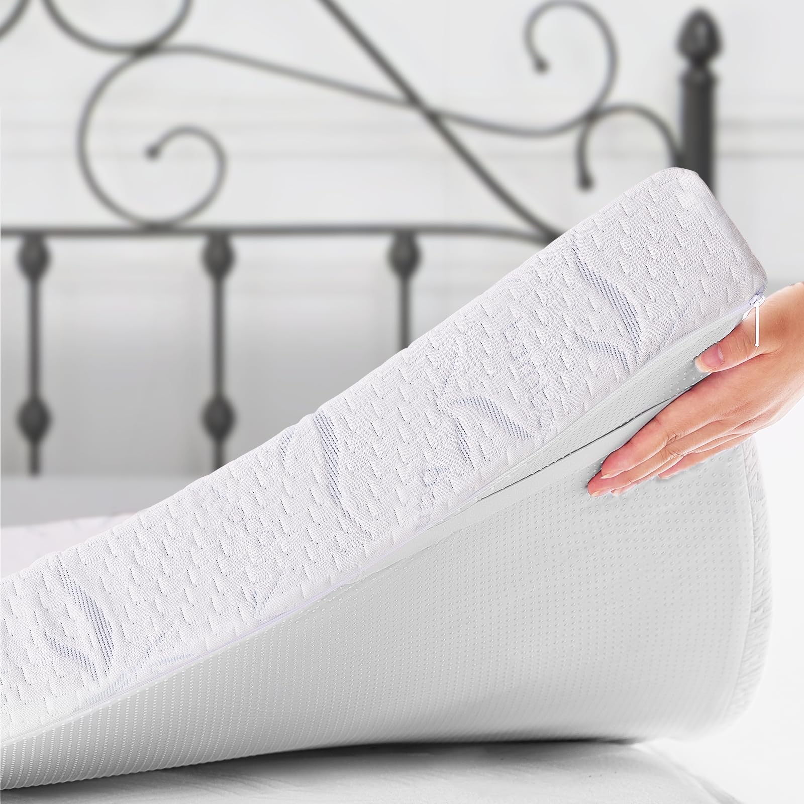 Snapklik.com : ONBRILL 3 Inch Memory Foam Mattress Topper King, Bamboo ...