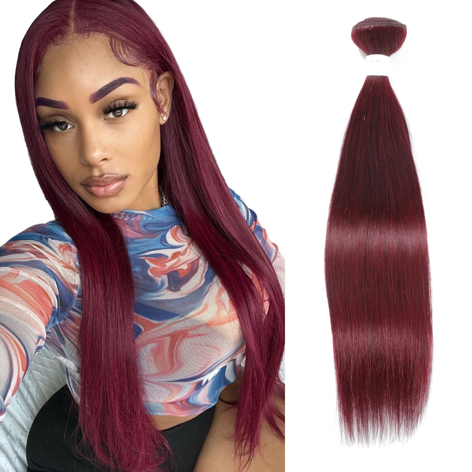 Amazon.com : REMY Straight Human Hair Bundles Red Human Hair 99j ...