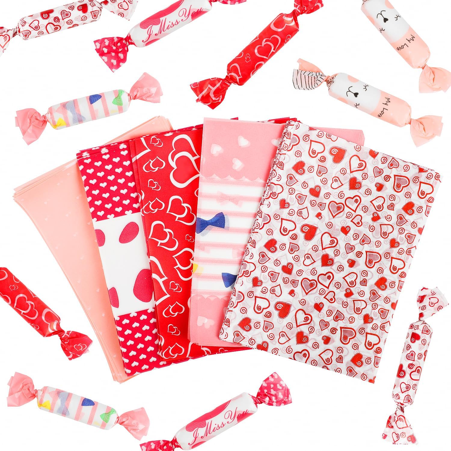 Amazon.com: DIYASY Valentine Candy Wrappers for Caramels 500Pcs ...