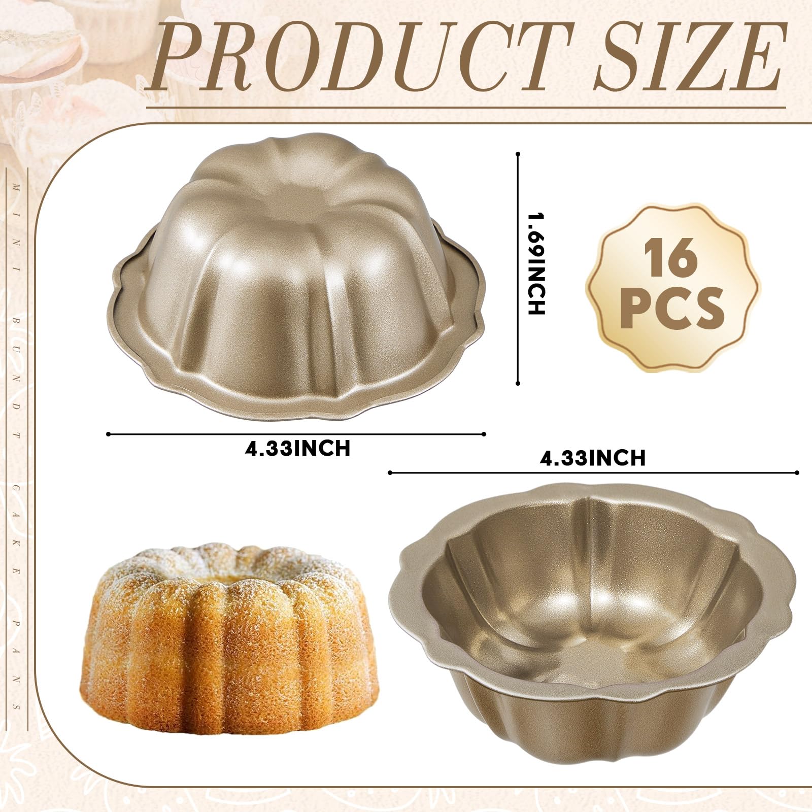 Snapklik.com : Ctosree 16 Pcs 4 Inches Fluted Mini Cake Pan Nonstick ...
