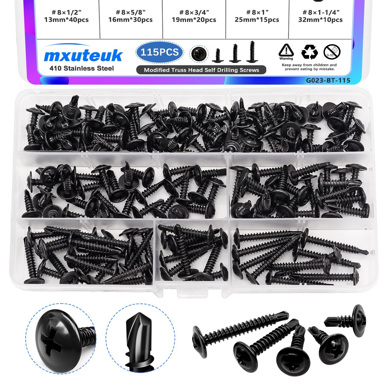 Snapklik.com : Mxuteuk #8 Self Tapping Screws,410 Stainless Steel Self ...
