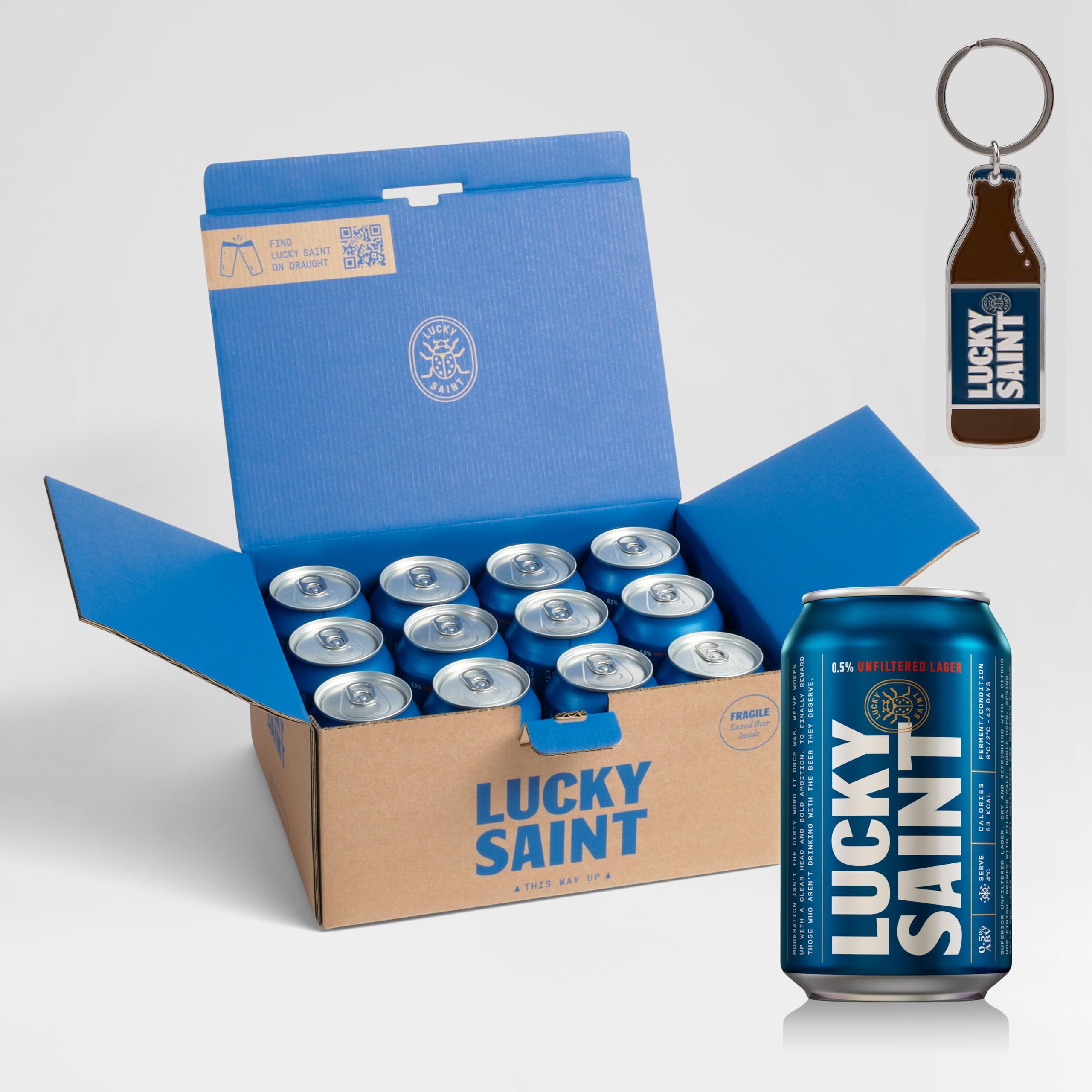 LUCKY SAINT Alcohol Free Beer - Unfiltered Lager, Case of 12 x 330ml, 0 ...