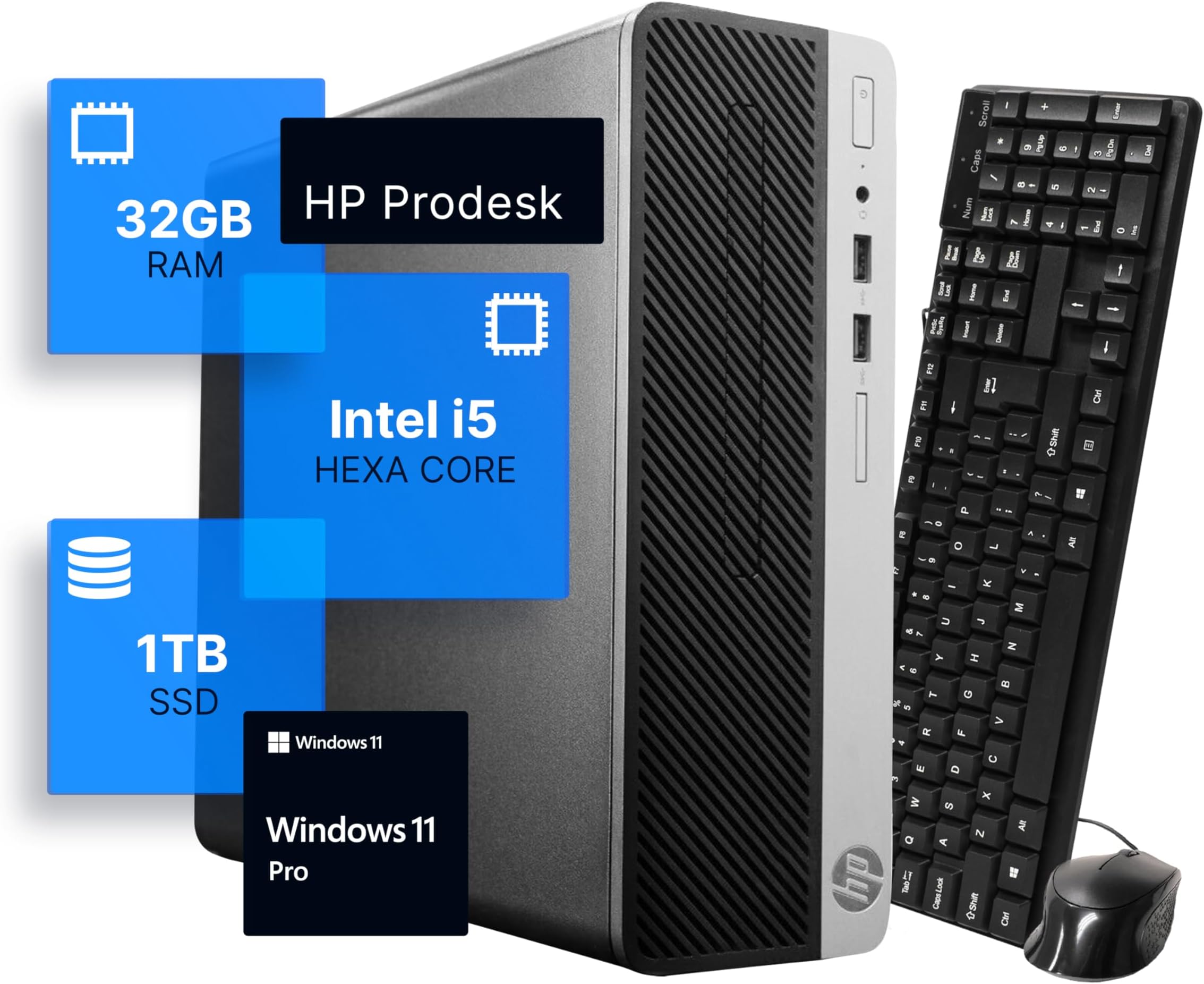 Amazon.com: HP ProDesk i5-9500 9th Gen Desktop Computer (3.2) | 32GB DDR4 RAM | 1TB SSD Solid ...