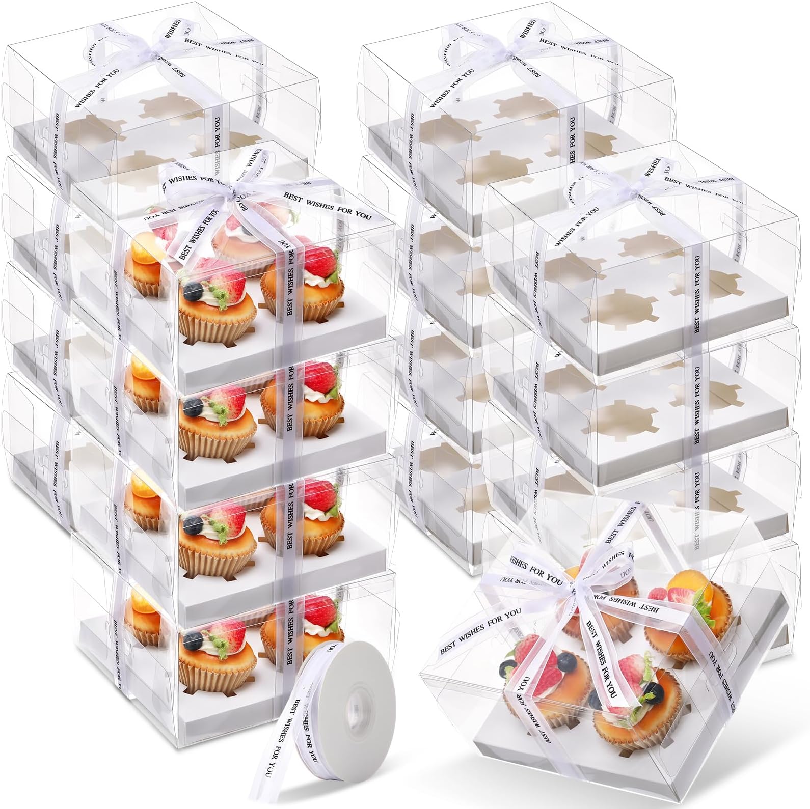 Amazon.com: PFAMKEER 3Pcs Clear Cupcake Boxes,6 Count Cupcake ...