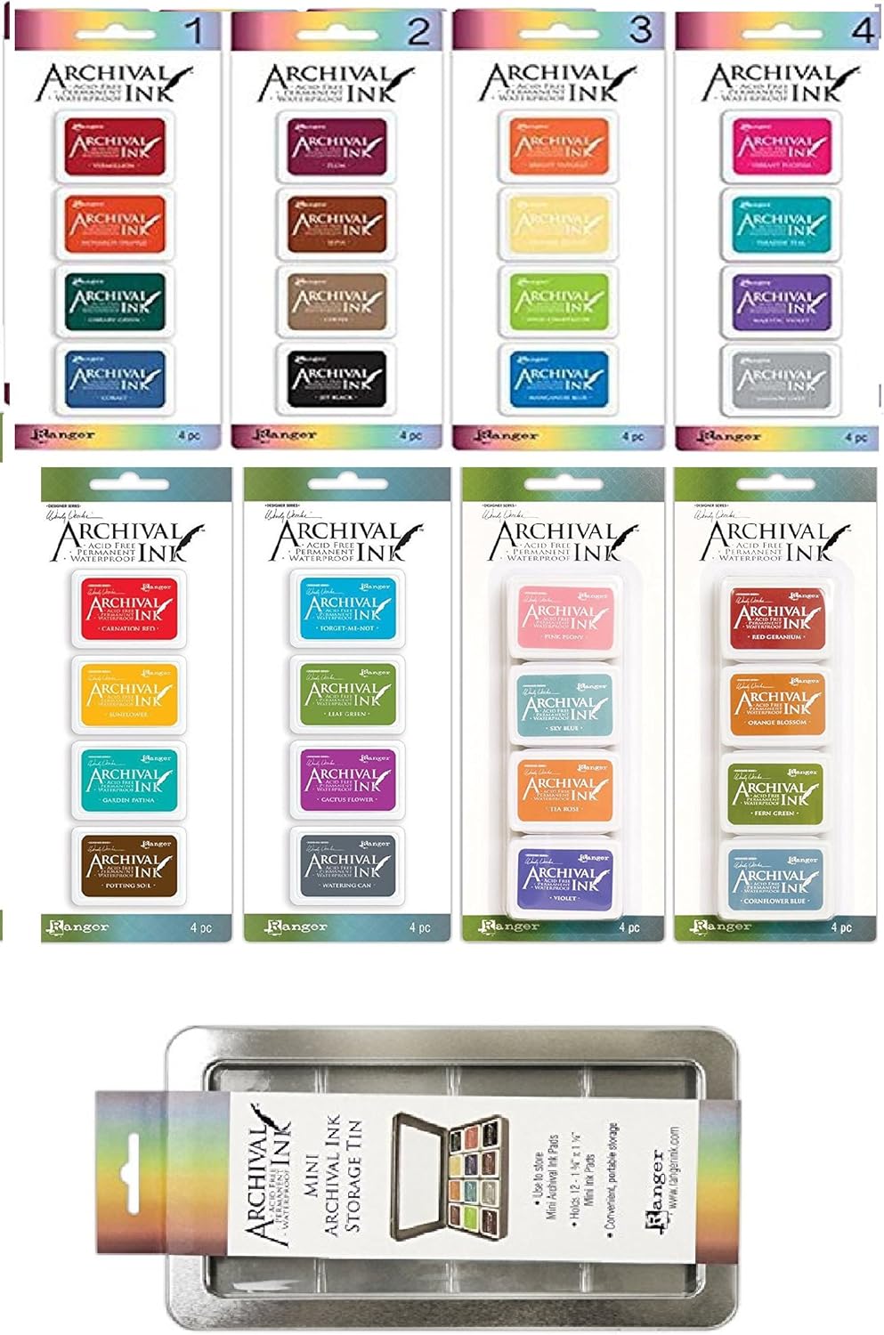 Amazon.com: Ranger Bundle of Archival Ink Mini Pads - Sets 1-4 and ...