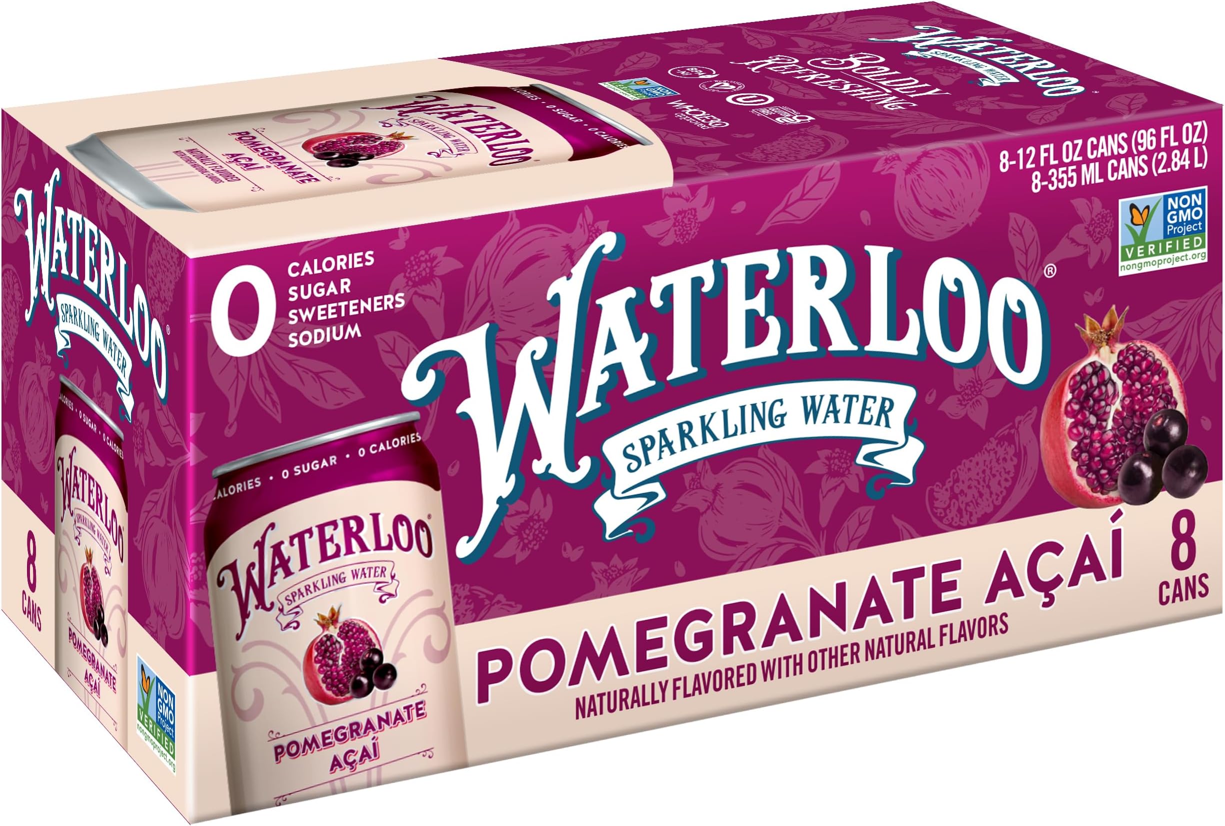 Amazon.com: Waterloo Sparkling Water, Pomegranate Açaí Naturally ...