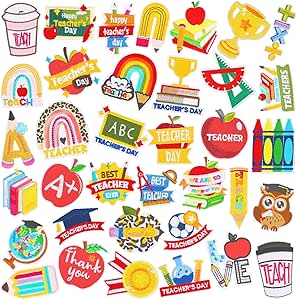 Amazon.com: AUGSUN 36pcs Teacher Iron on Patches Graduation Teacher ...
