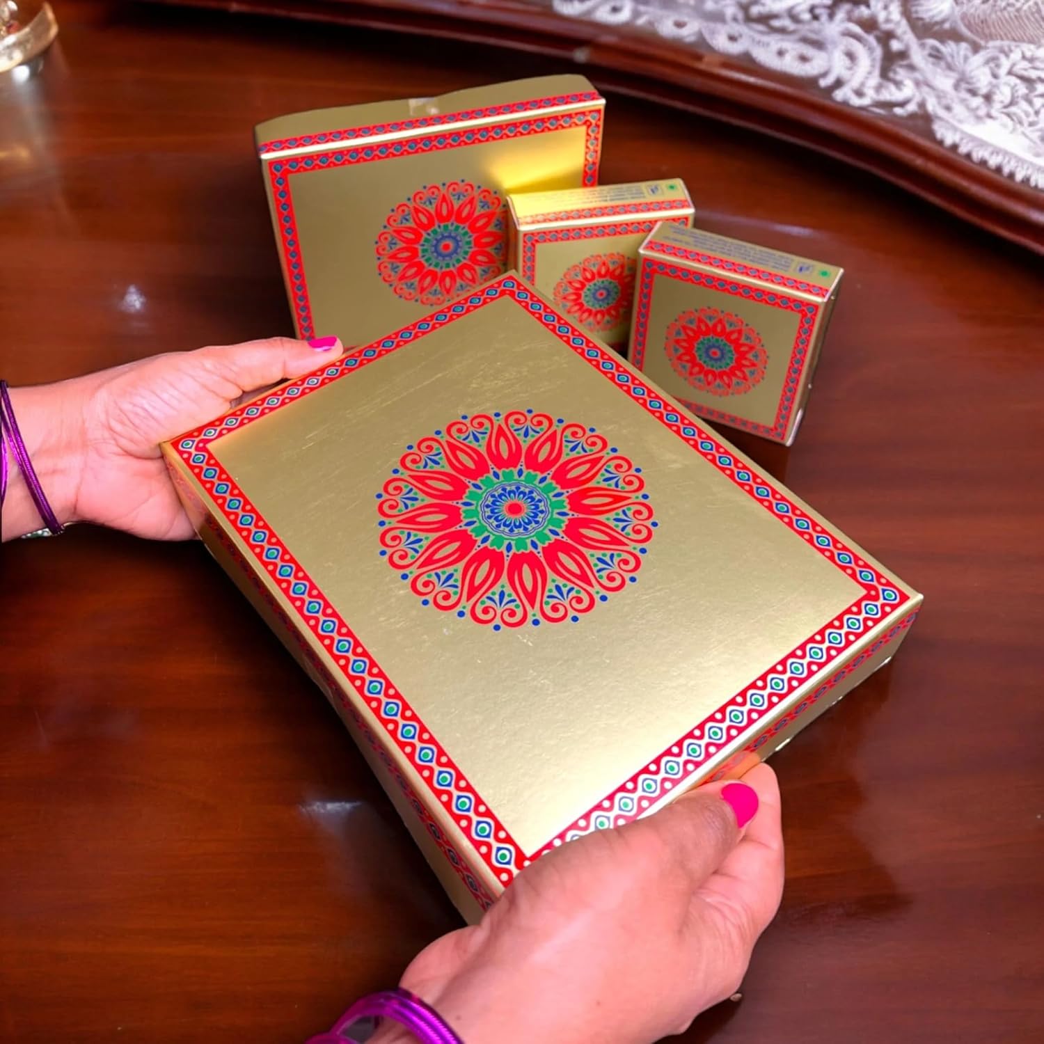 Amazon.com: LOVENSPIRE Sweet Boxes For Indian Sweets Mandala Design ...