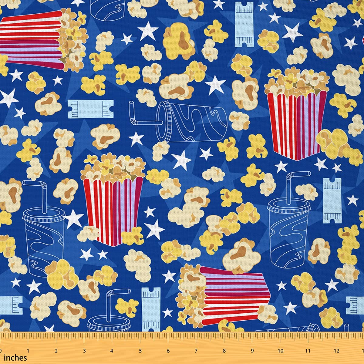 Amazon.com: Popcorn Fabric by The Yard Movie Theme Delicious Snacks ...