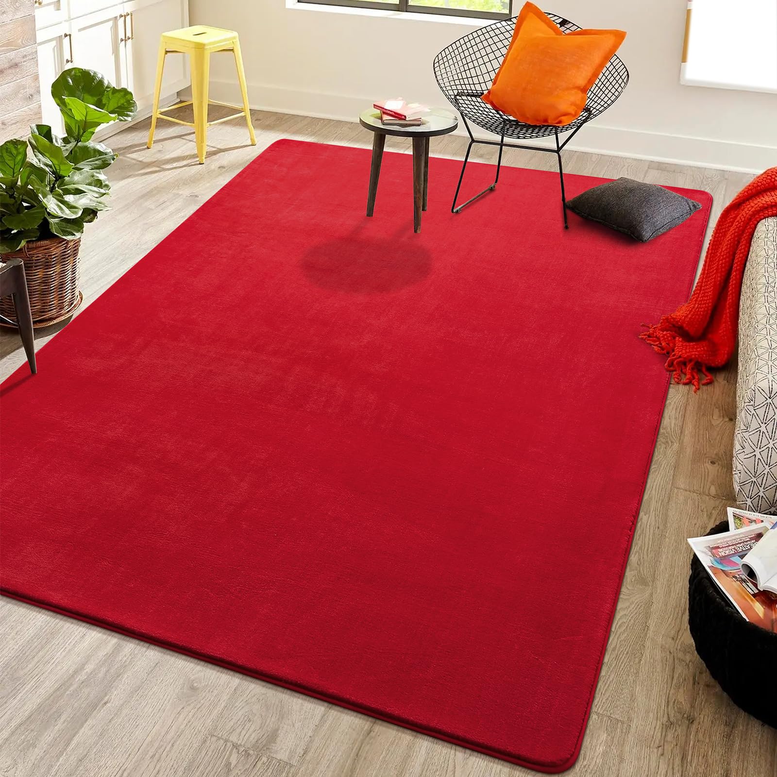 Amazon.com: Softlife Christmas Red Area Rugs, 4x6 Washable Bedroom Rug ...