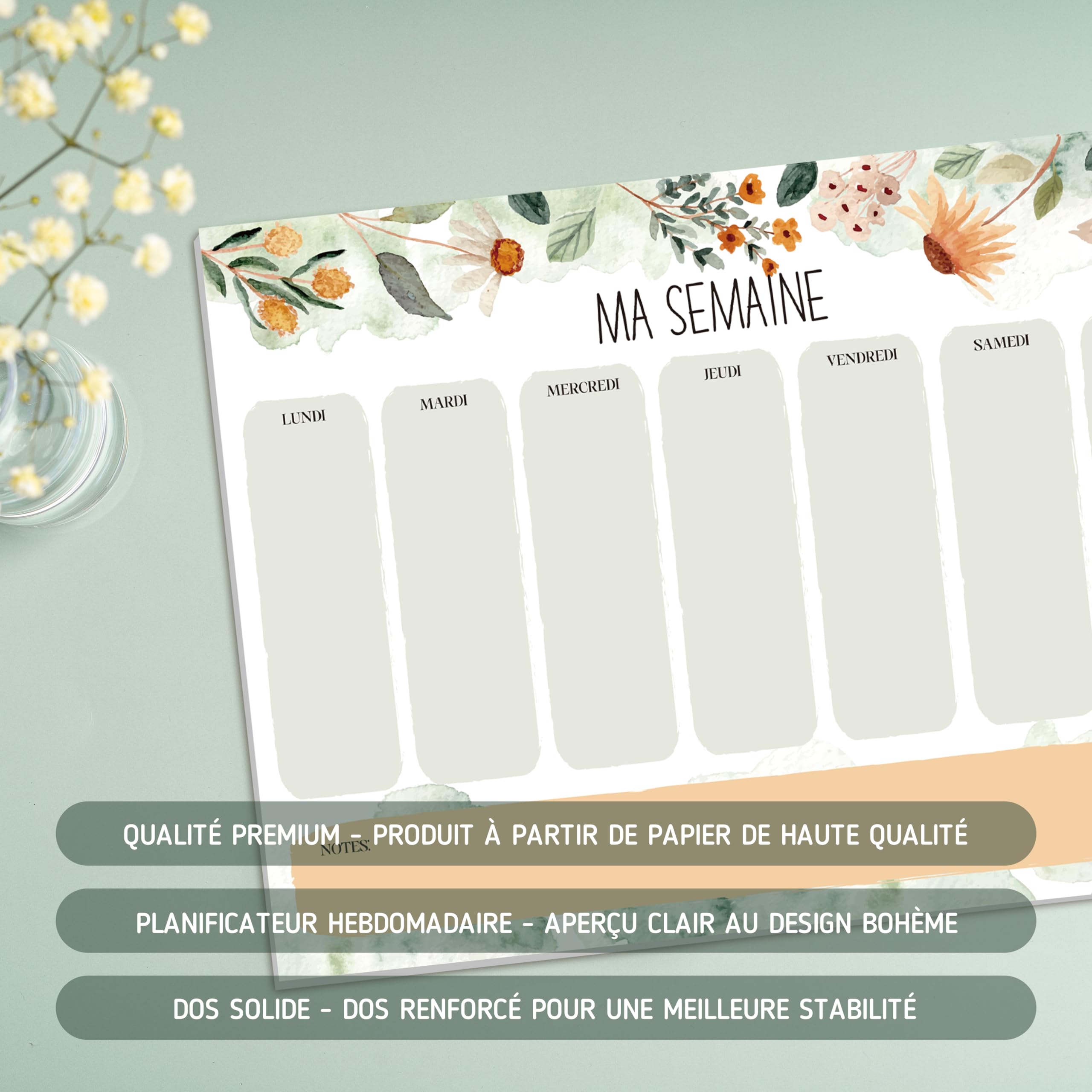 Cucoller Bloc de planification hebdomadaire A4 (50 pages), sans date ...