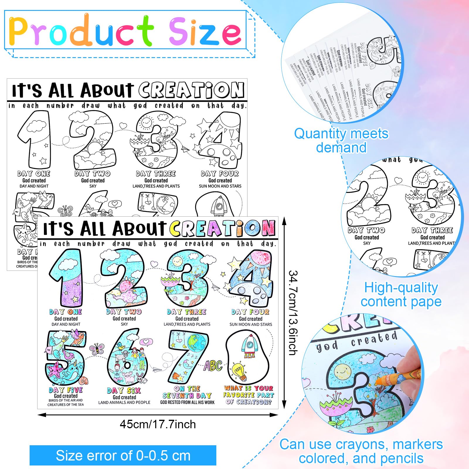 Buy MotiMind 30 Sets Religious Coloring Poster for Kids Color Your Own ...