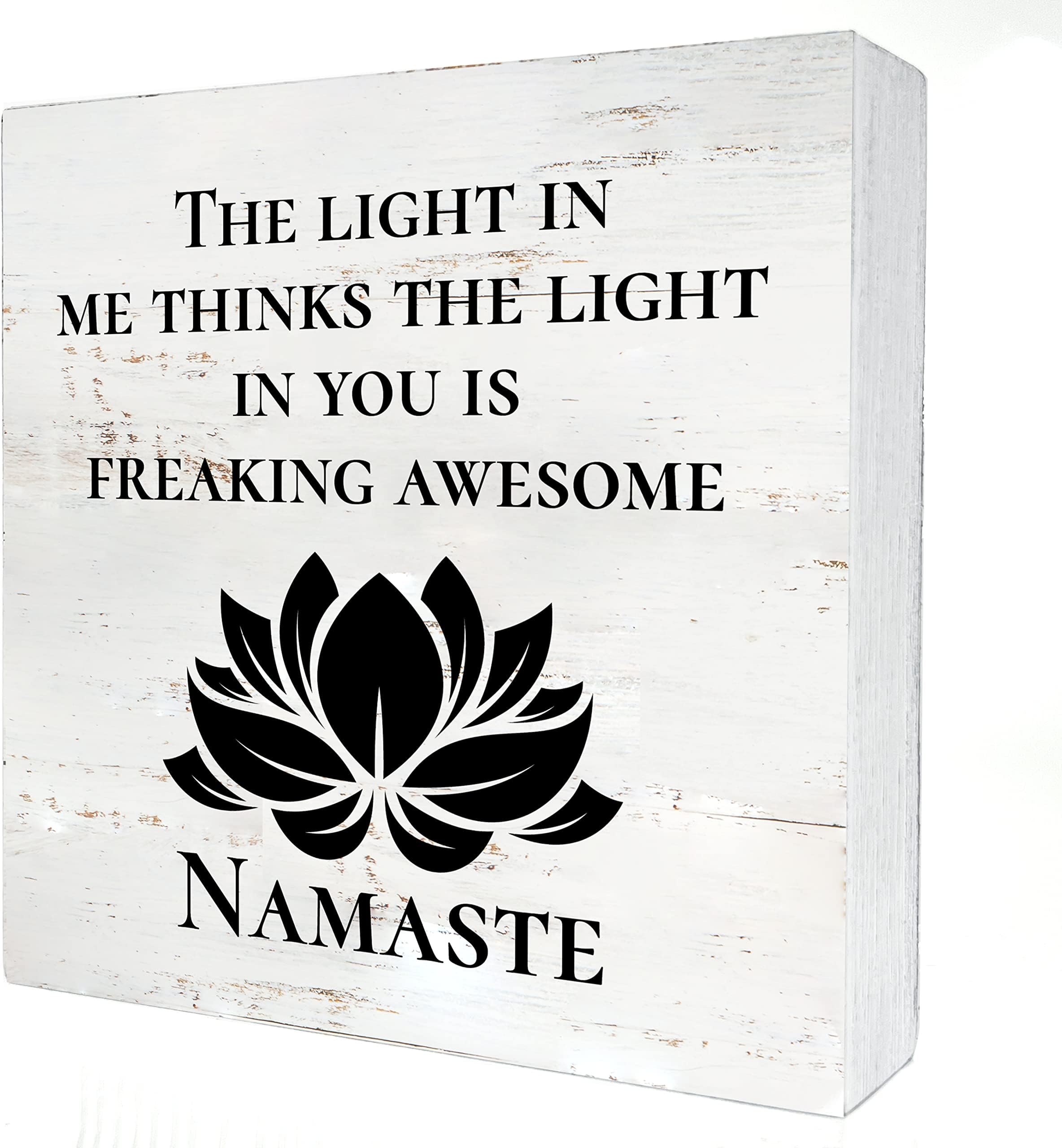 Amazon.com: Namaste Quote the Light in Me Thinks the Light in You Wood ...
