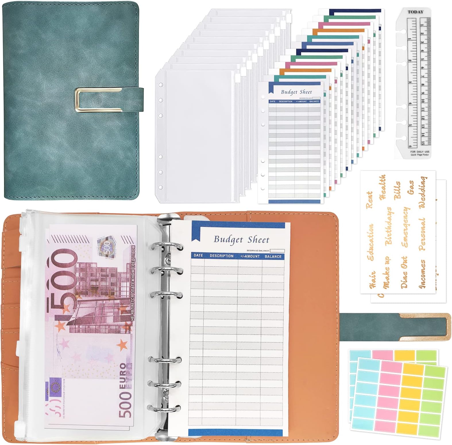 Amazon.com : A6 Budget Binder with 10 Zipper Envelopes, PU Leather ...