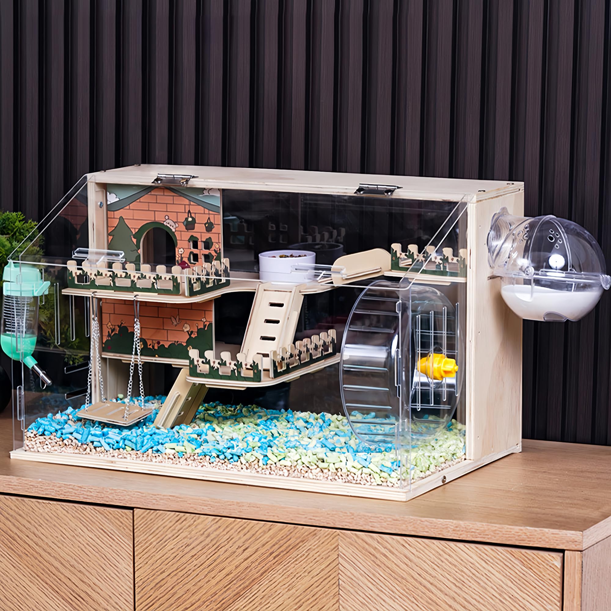 Amazon.com : 11 in 1 Wooden Hamster Cage with All Accessories,15.8 Inch ...