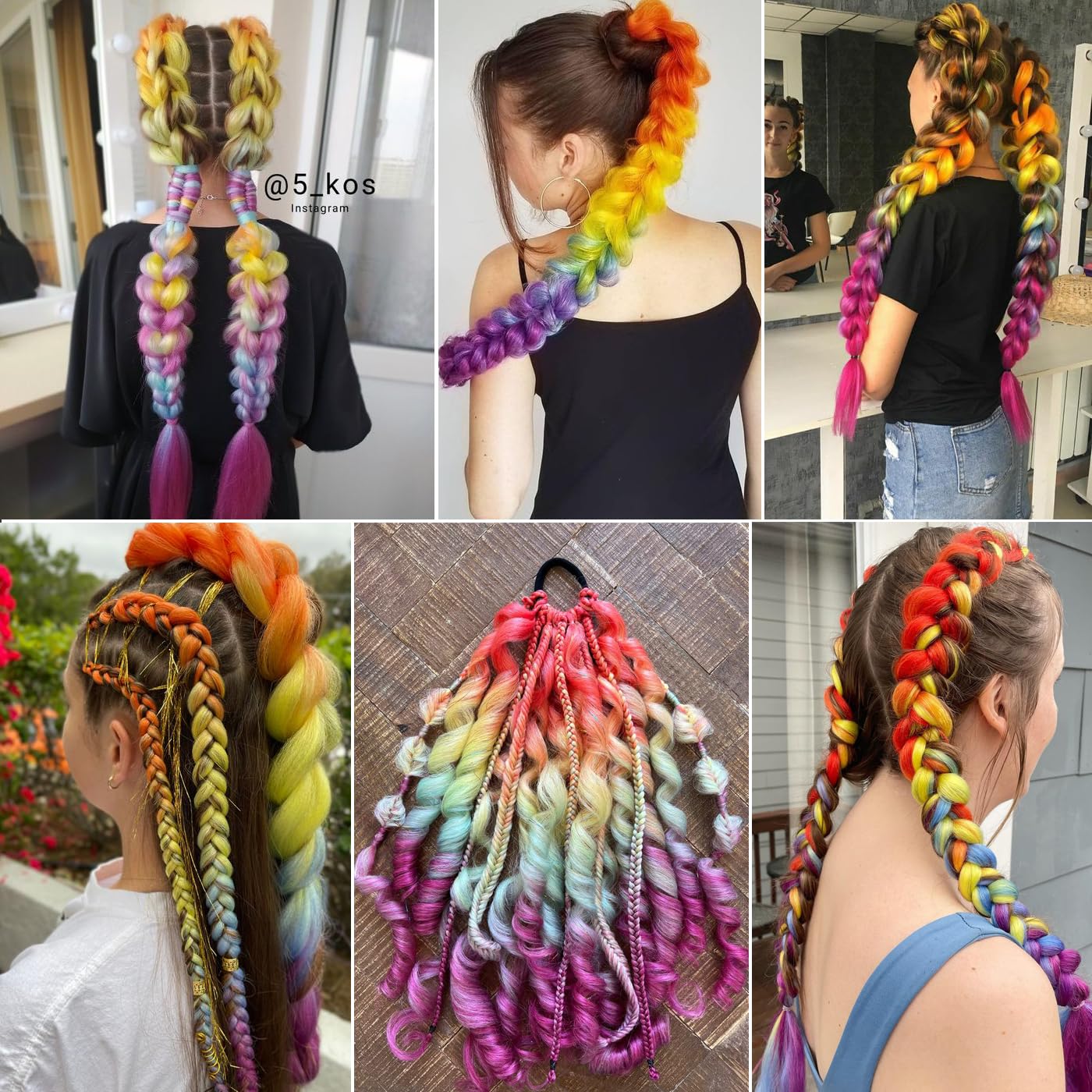 Snapklik.com : Braiding Hair 30 Inch Rainbow Braiding Hair Colored Jumbo Braiding Hair For ...