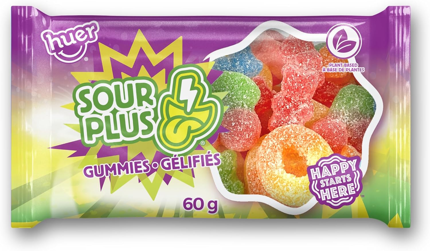 Huer - Sour Plus 18 Pack - Plant-Based, Assorted Sour Flavoured Soft & Chewy Gummy Candy Bundle ...