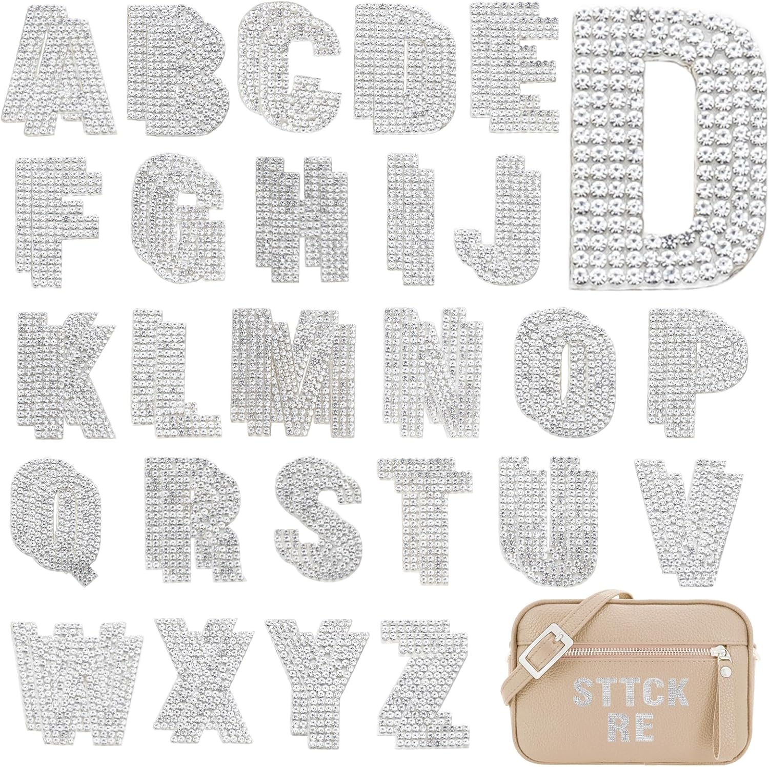 Amazon.com: 2 Set Rhinestone Alphabet Letter Stickers, 26 Letters Self ...