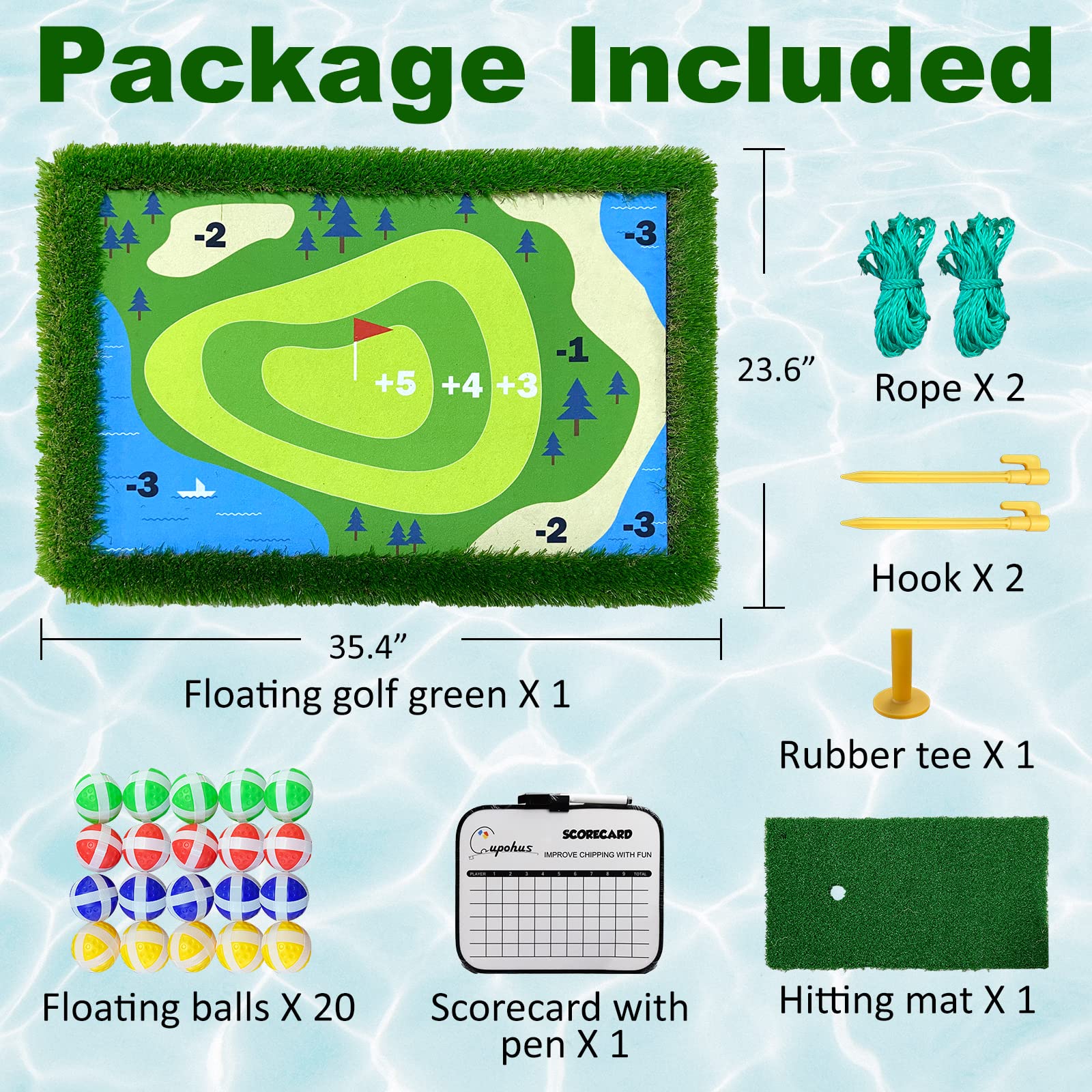 Floating Golf Green for Pool, 2023 Upgraded 35"x 24" Golf Putting Green ...