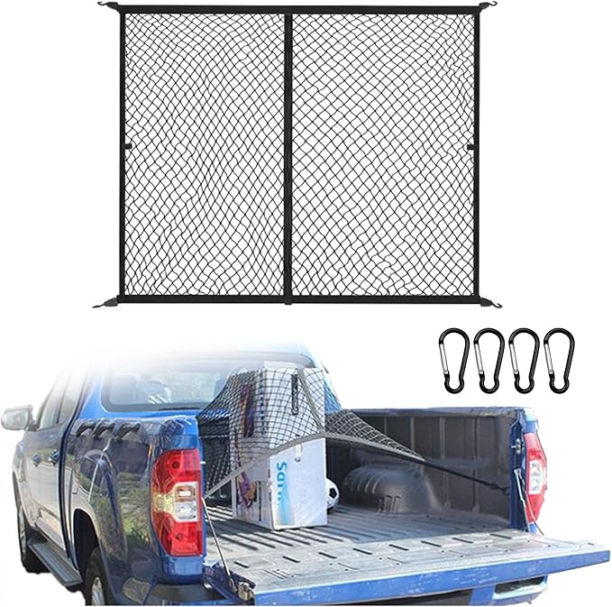 Amazon.com: TRICALI Elastic Cargo Net with Hooks, Truck Bed Cargo Mesh ...