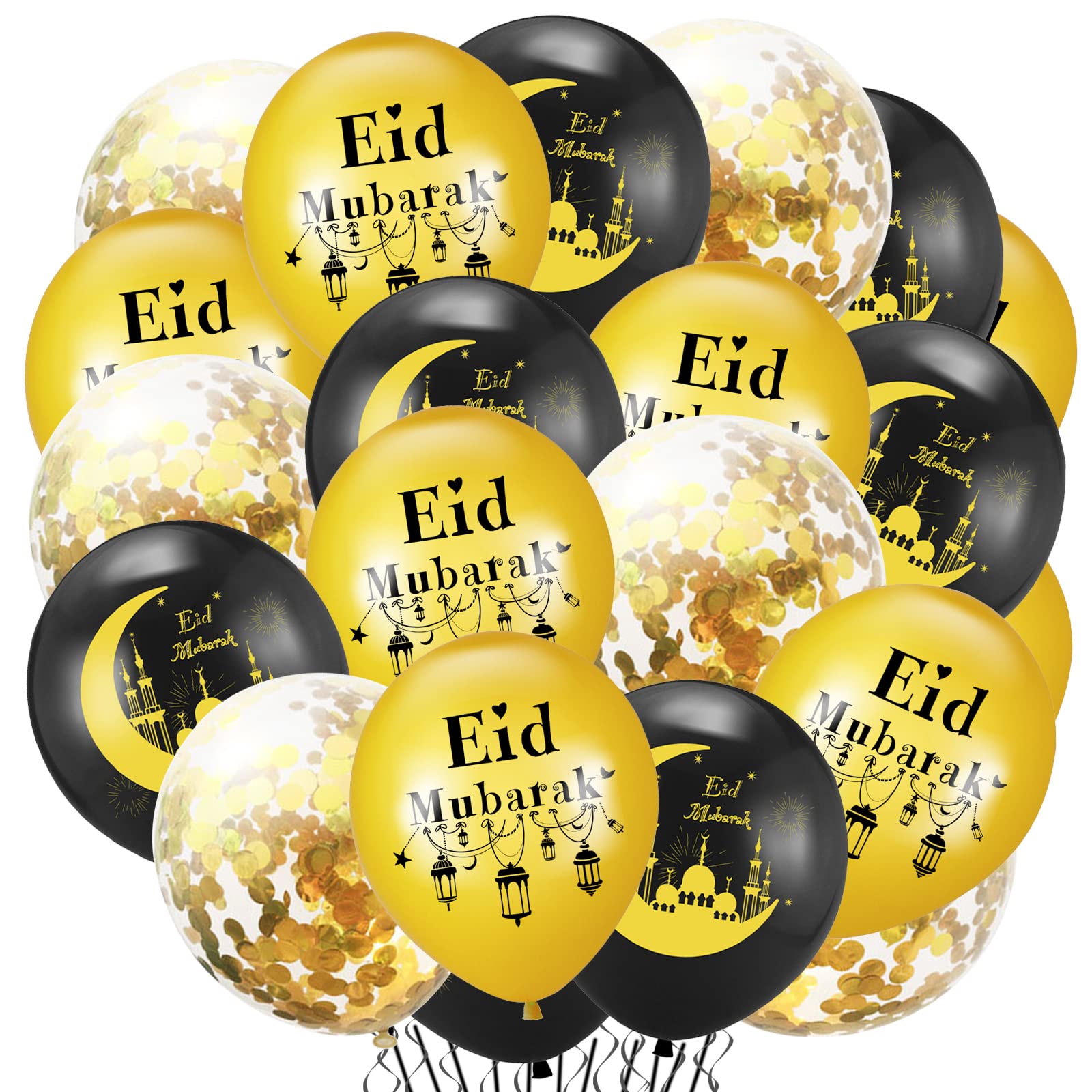 Buy Eid Mubarak Balloon, Black Gold Ramadan Mubarak Decorations ...