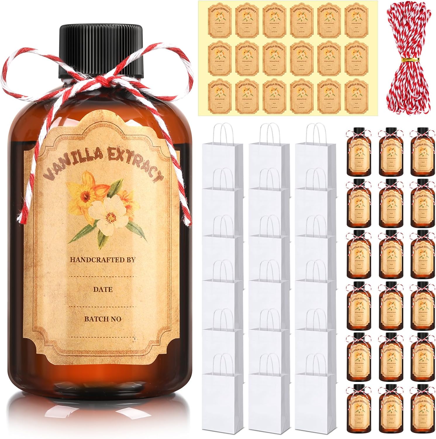 Amazon.com: LemonRoad 18 Pack 4 oz Vanilla Extract Bottles with Lids ...