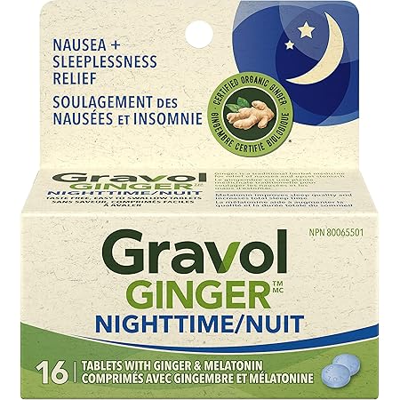 Amazon.com: Gravol Ginger Tablets for Upset Stomach and Nausea, 20 ...