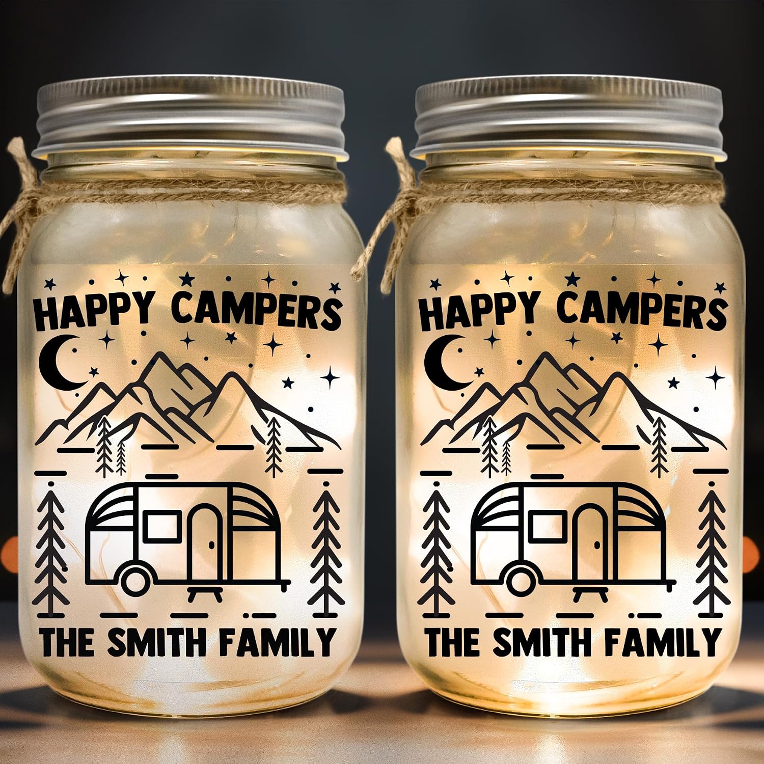 Amazon.com: Cipustar Personalized Mason Jar Light - Happy Campers ...