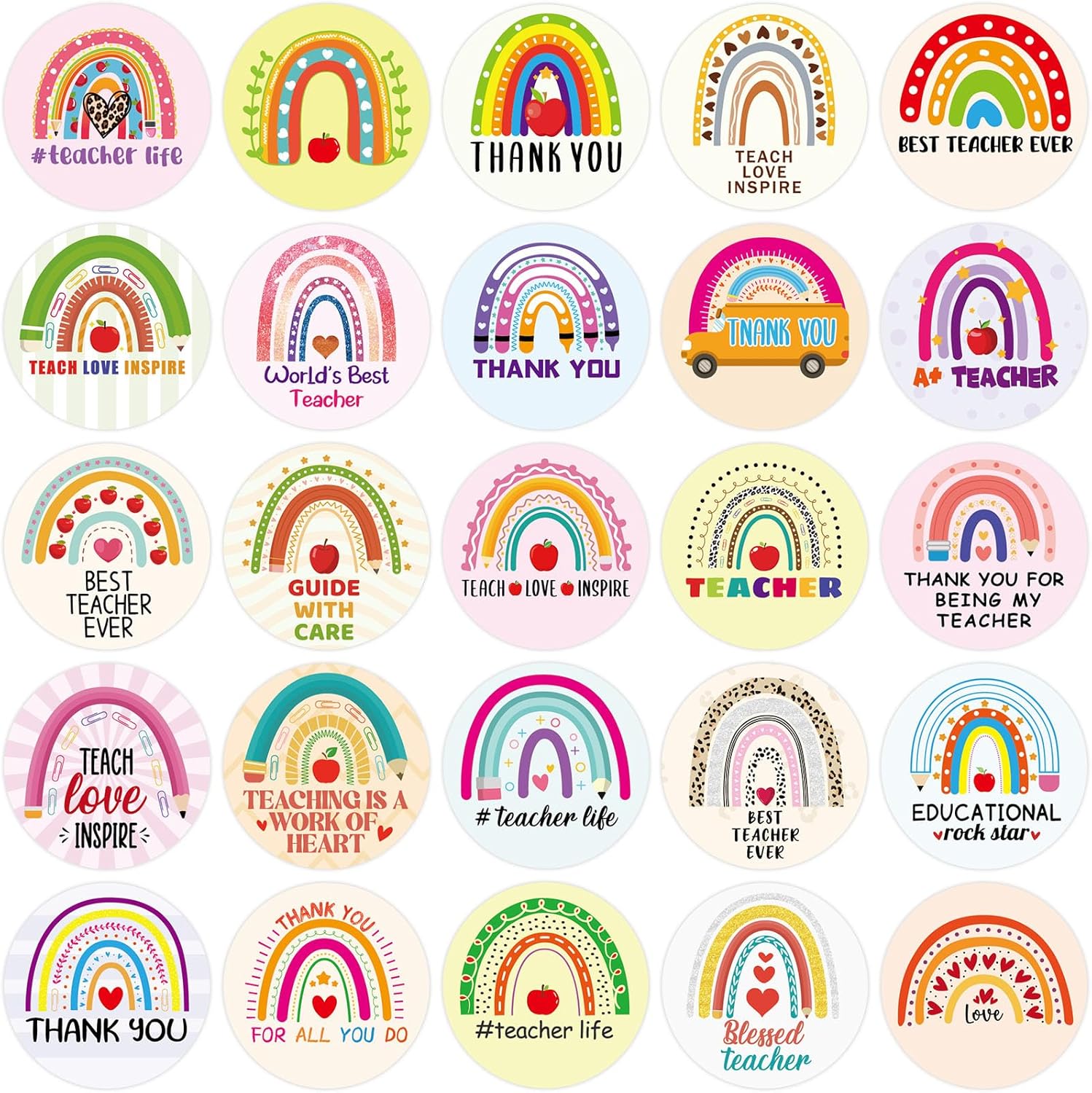 Amazon.com: Thank You Stickers for Teachers 250pcs Teacher Appreciation ...