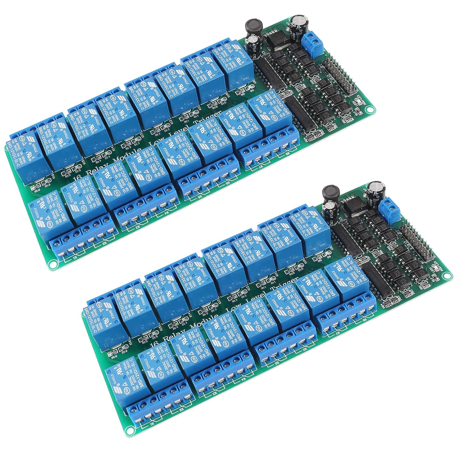 AITRIP 2PCS 16 Channel 12V Relay Module with Optocoupler Low Level ...