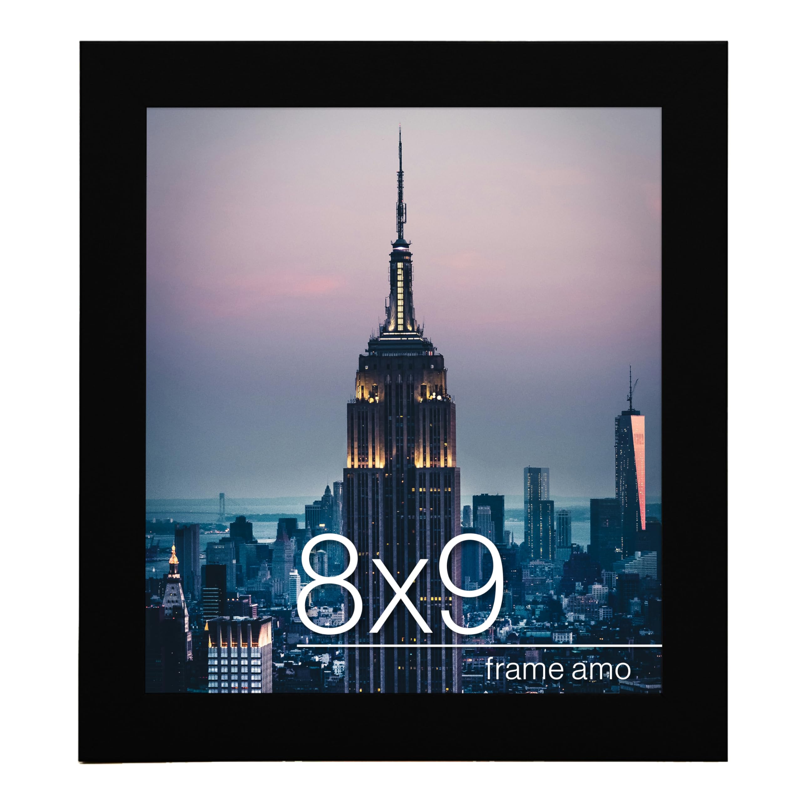 Amazon.com - Frame Amo 8x9 Black Modern Picture Frame, 1 inch Border ...