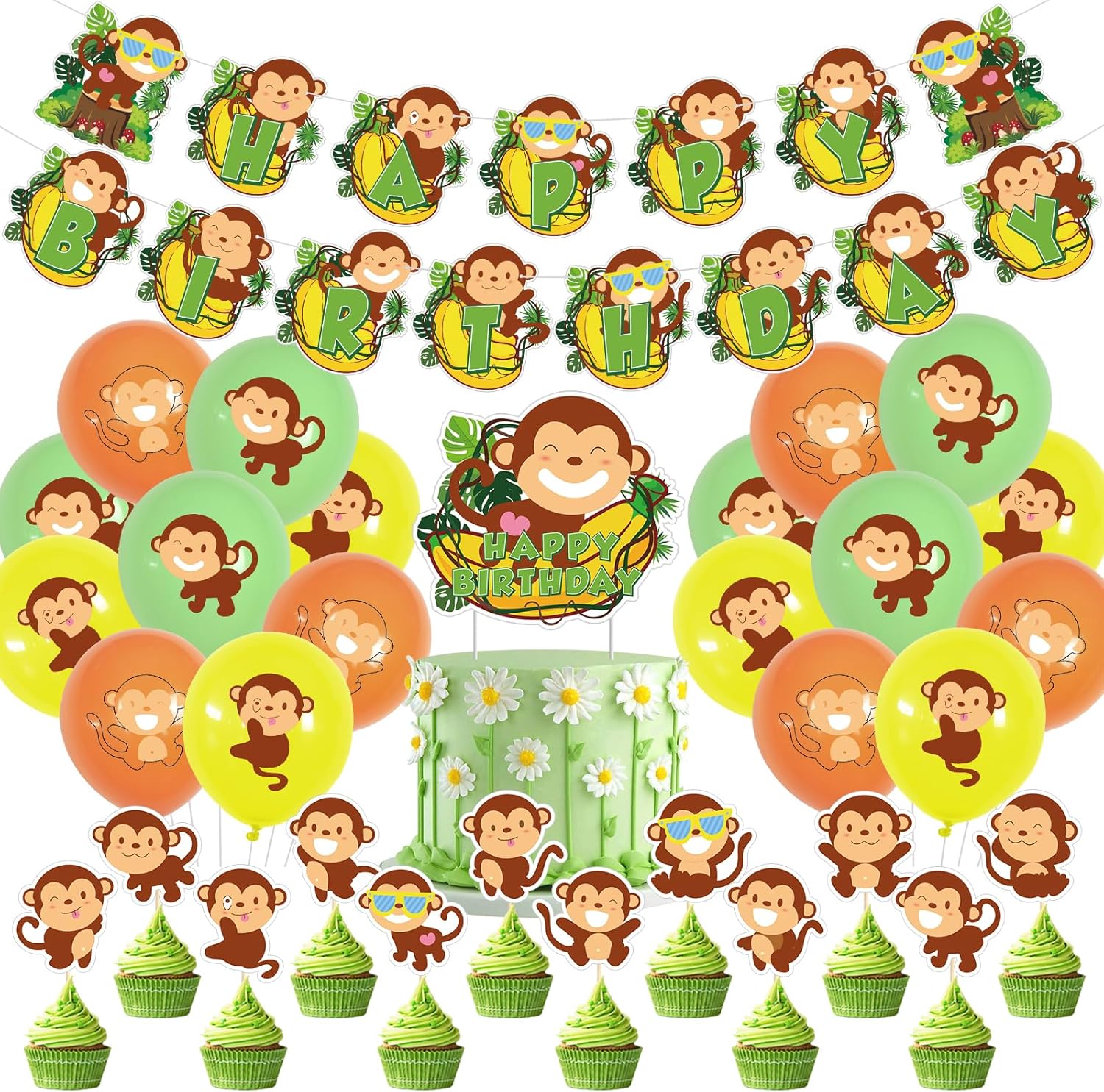 Amazon.com: Cute Monkey Birthday Party Supplies Safari Birthday ...