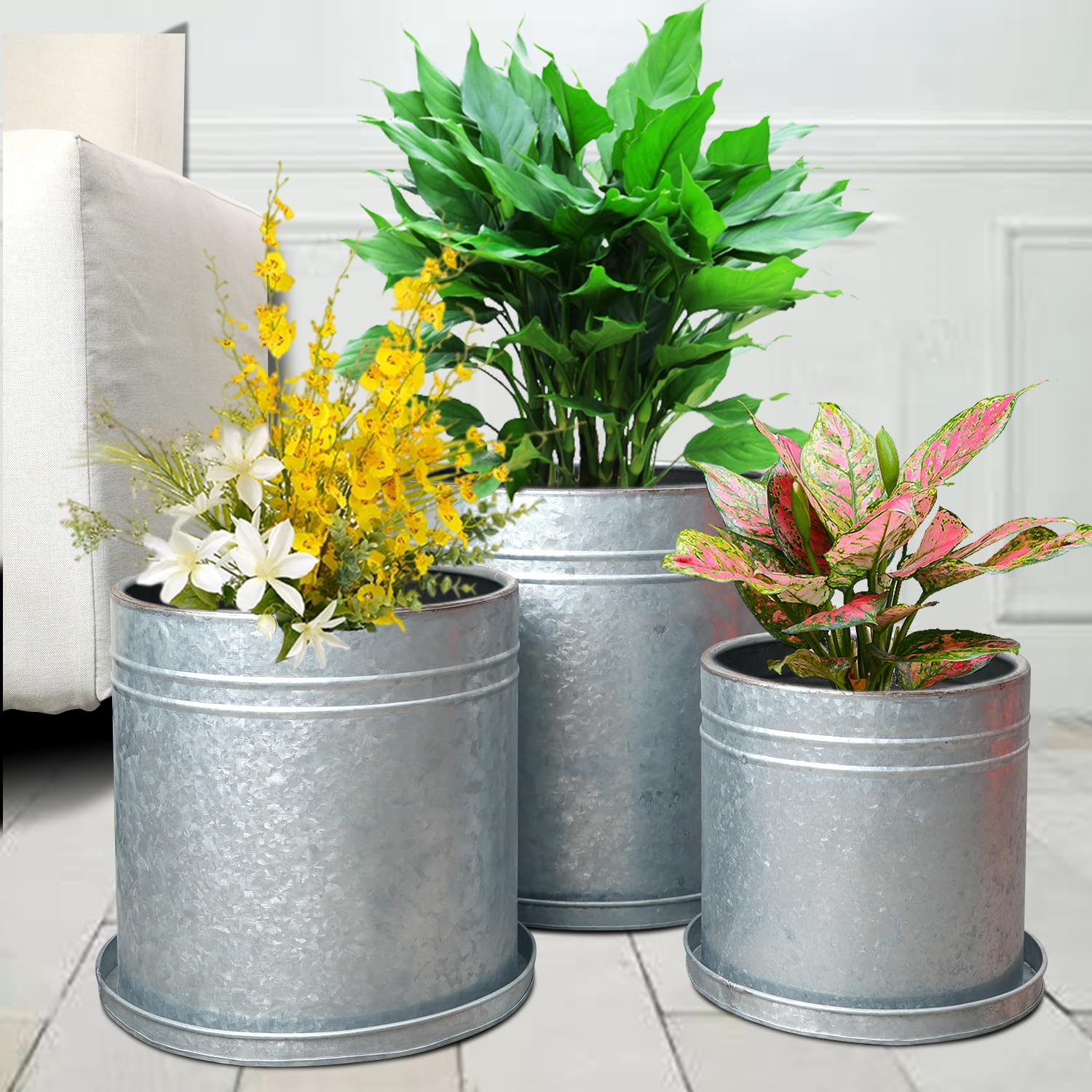 Silver Large Indoor Planters