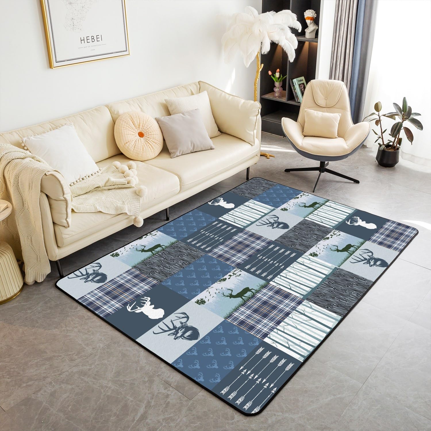 Amazon.com: Deer Hunting Area Rug 5x7 Farmhouse Cabin Rustic Antlers ...