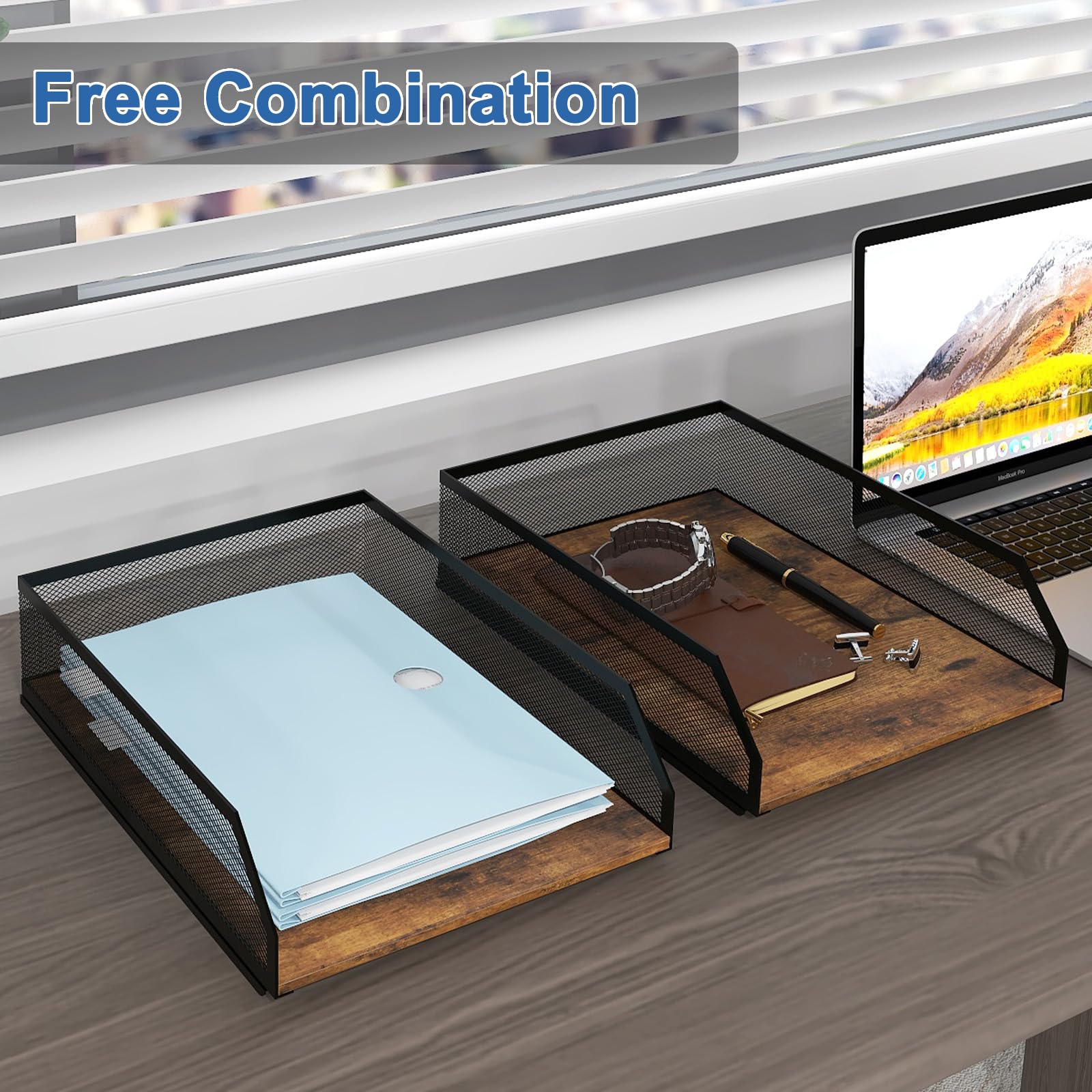 Snapklik.com : Natwind 2-Tier Stackable Paper Tray, Metal Mesh Desktop ...